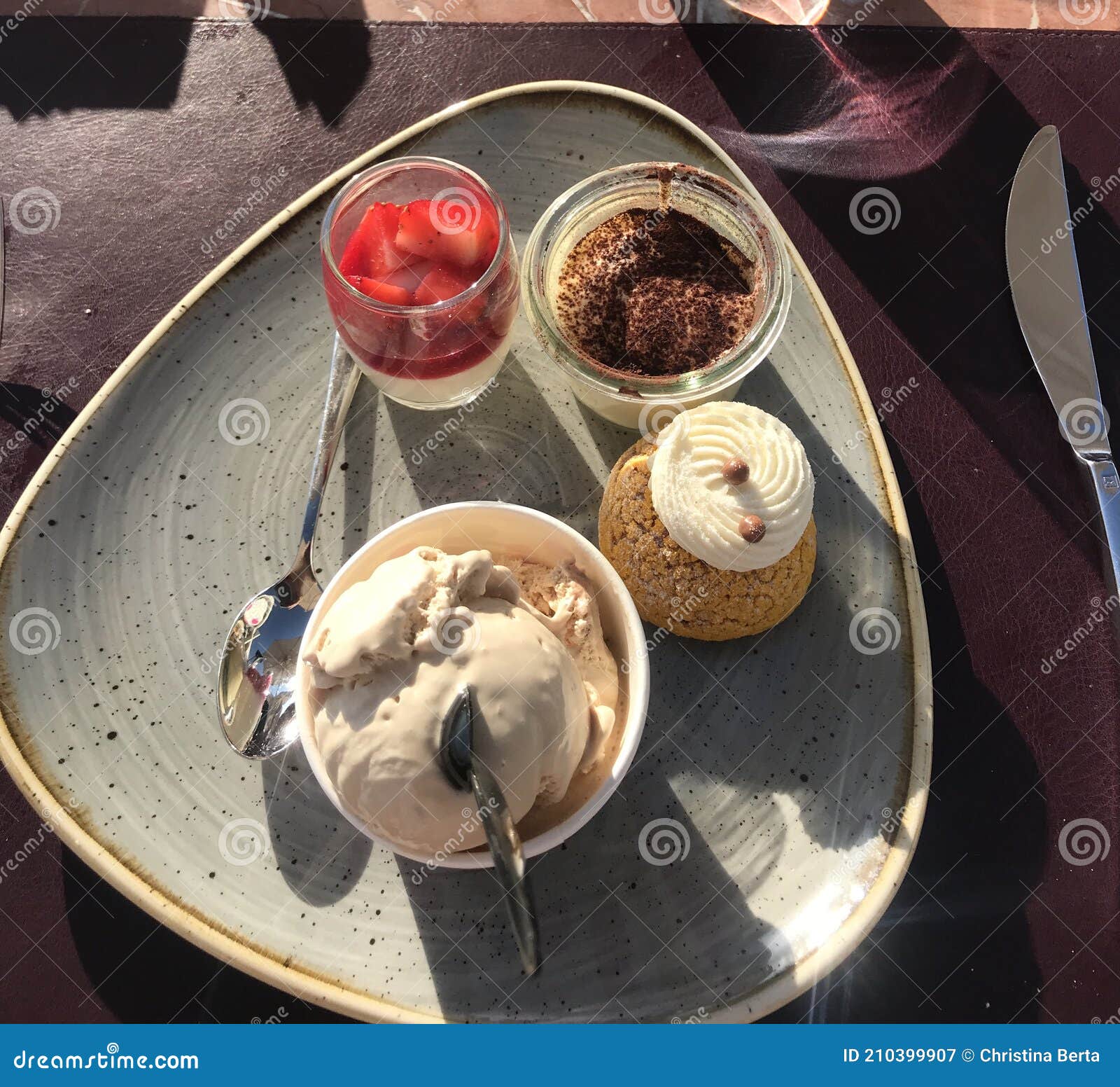 Selection of Mixed Desserts on a Plate Stock Image - Image of cutlery ...