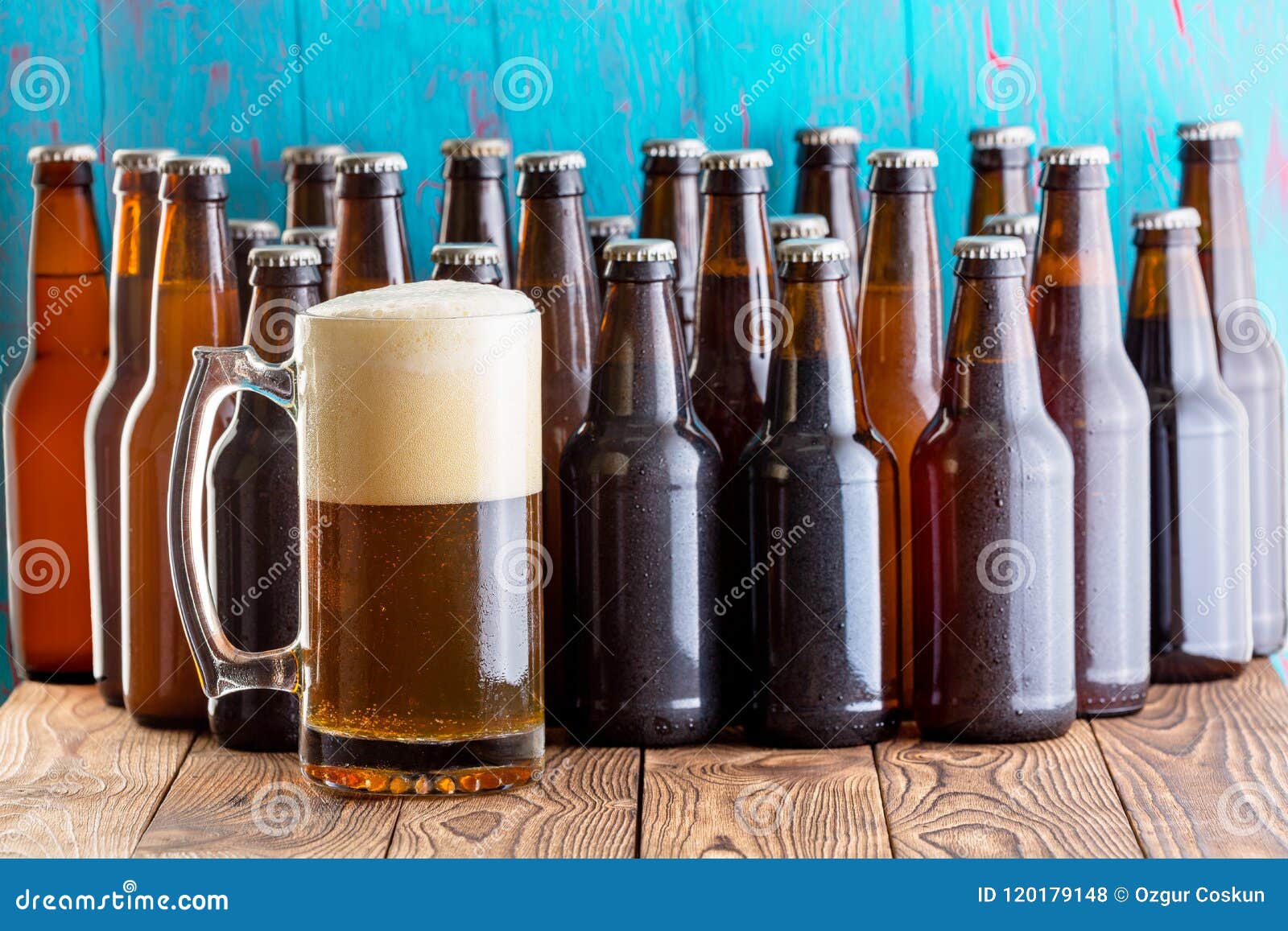 Selection of Multiple Unlabelled Bottles of Beer Stock Photo - Image of ...