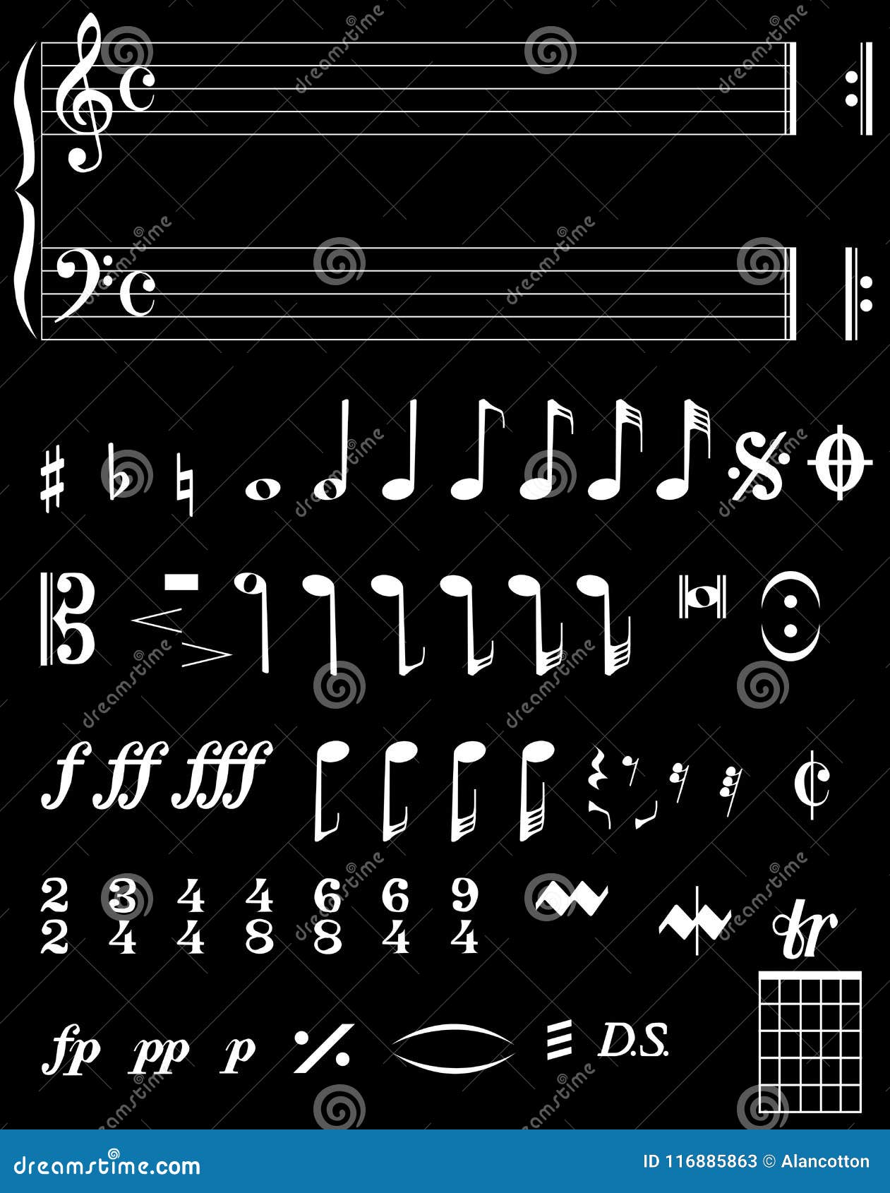 Musical Notation Negative stock vector. Illustration of quaver - 116885863