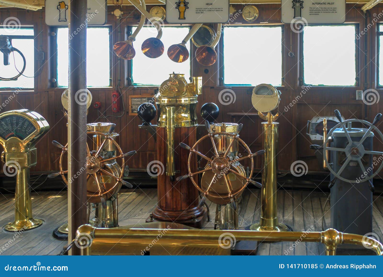 Selection of Old Copper and Brass Ships Wheels Stock Image - Image of ...