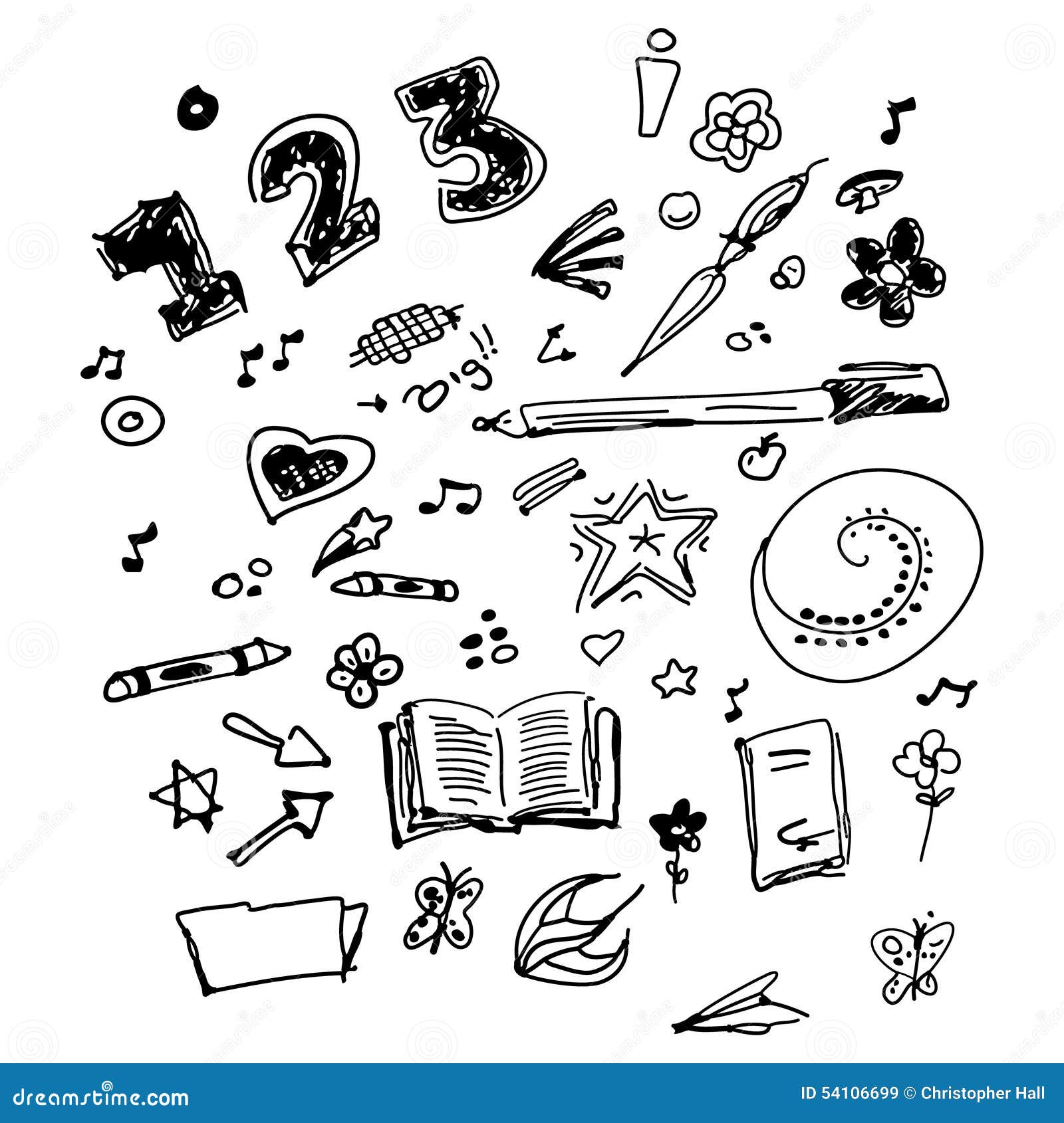 Selection of Old School Doodles Stock Vector - Illustration of scribble ...