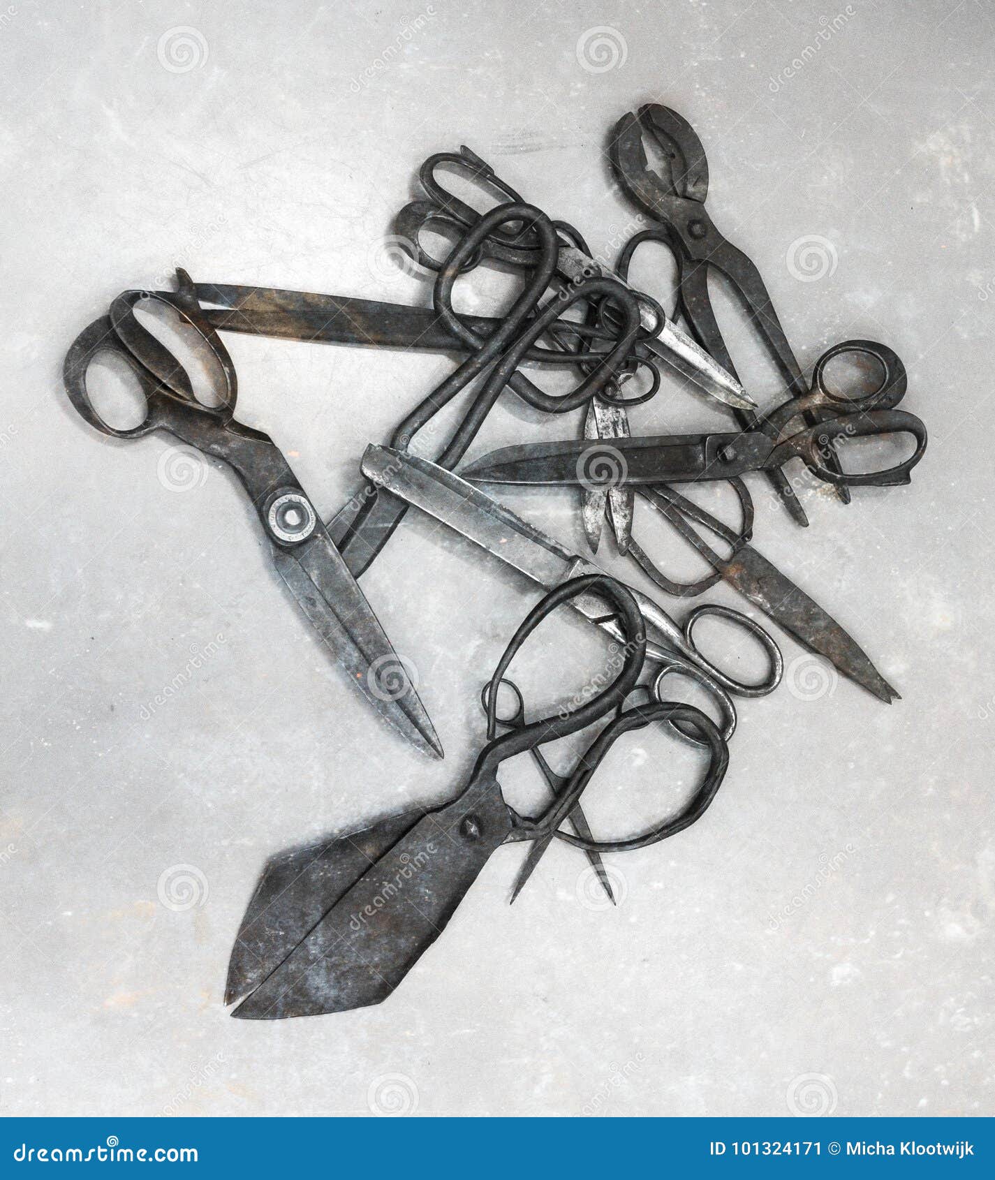 Selection of old scissors stock image. Image of object - 101324171
