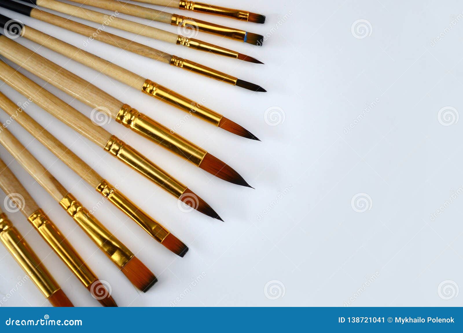A Selection of Orange Brushes with Different Sizes on a White Surface ...
