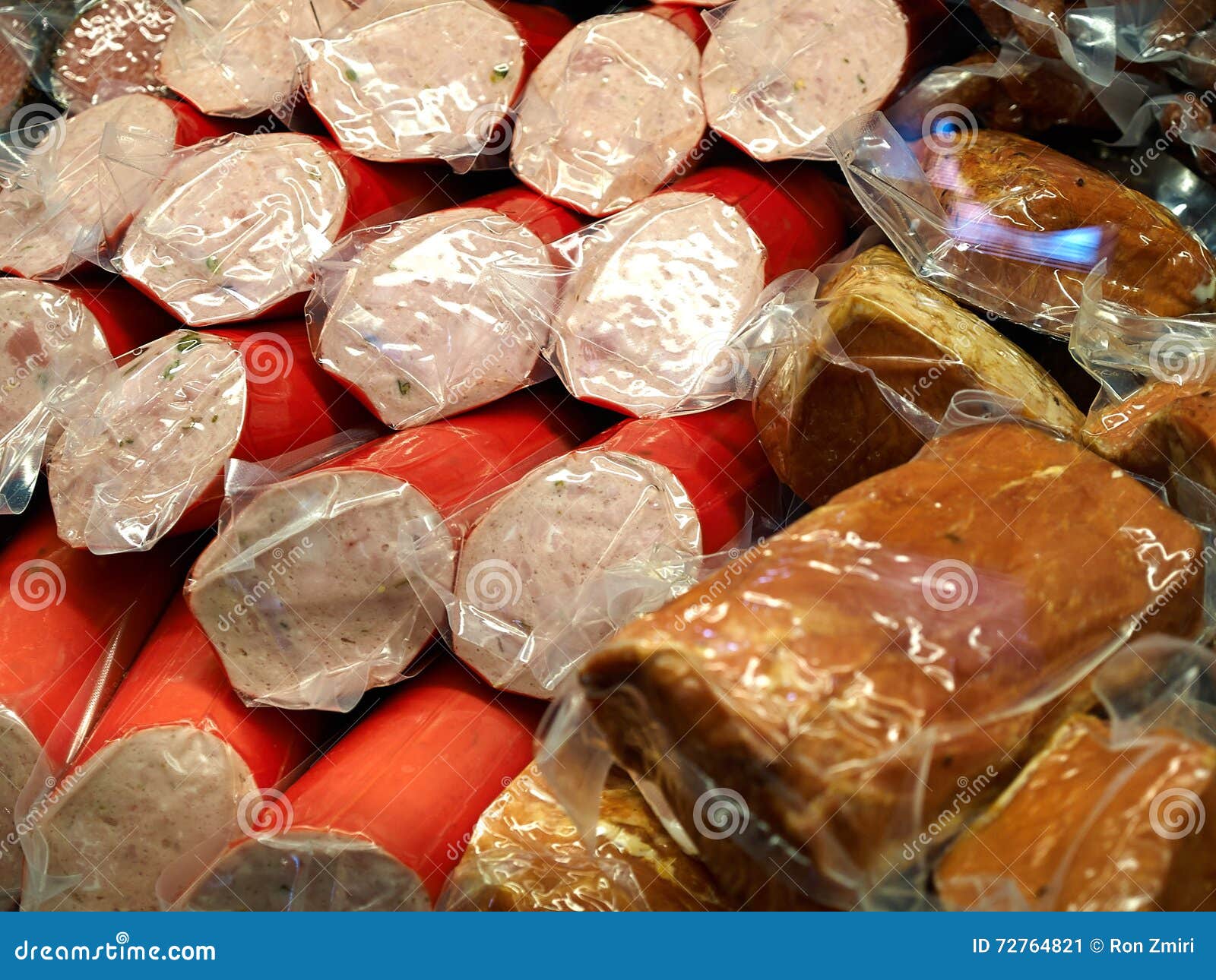 Selection of packed salami stock image. Image of arrangement - 72764821