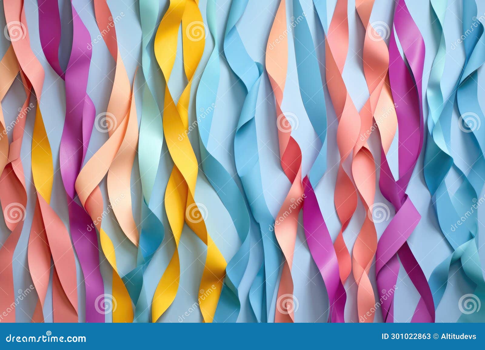 A Selection of Paper Streamers in Rainbow Colors Laid Out on a Pastel ...