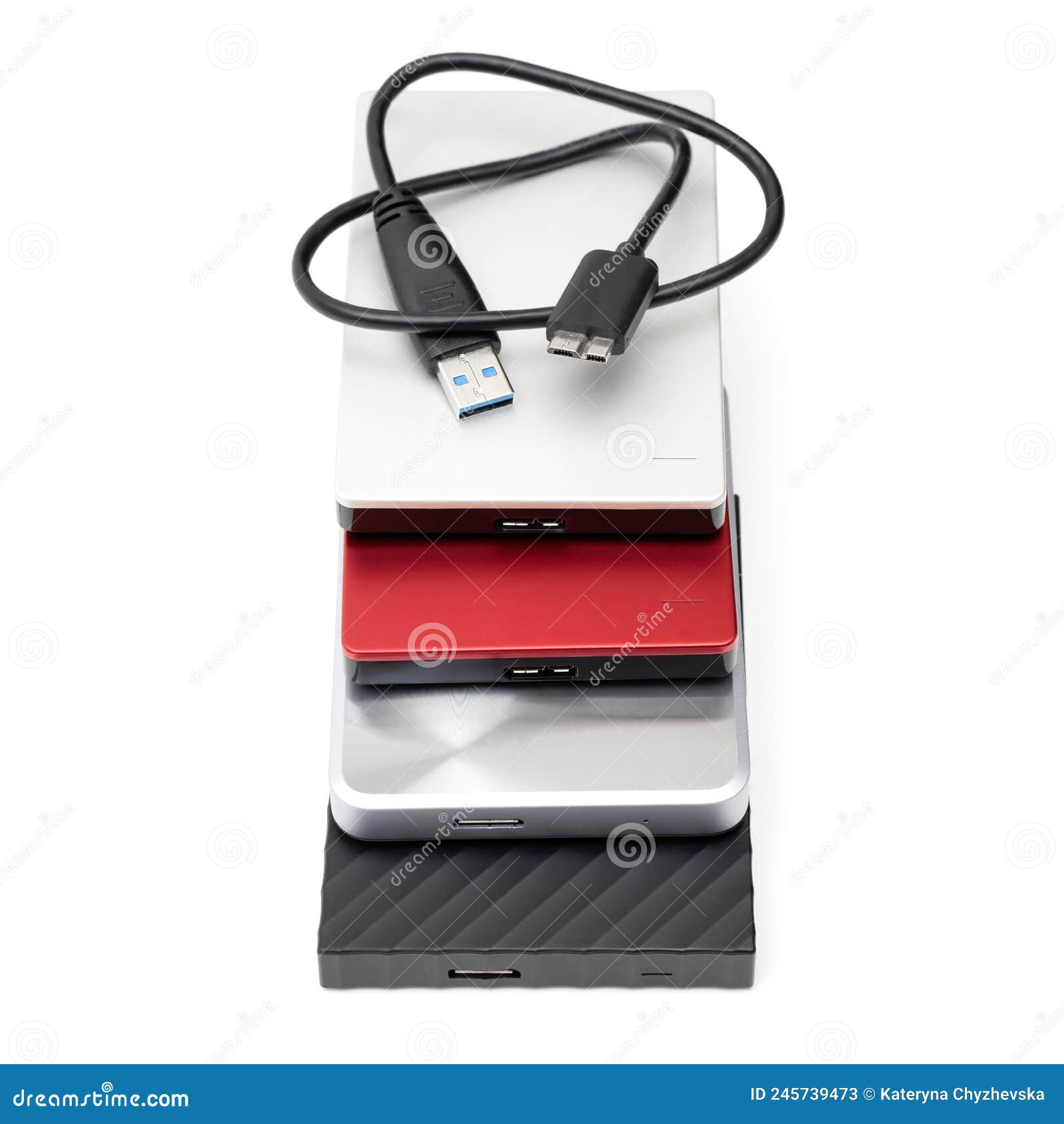 The Stack Of HDDs On The Office Table With Case For HDD At The ...