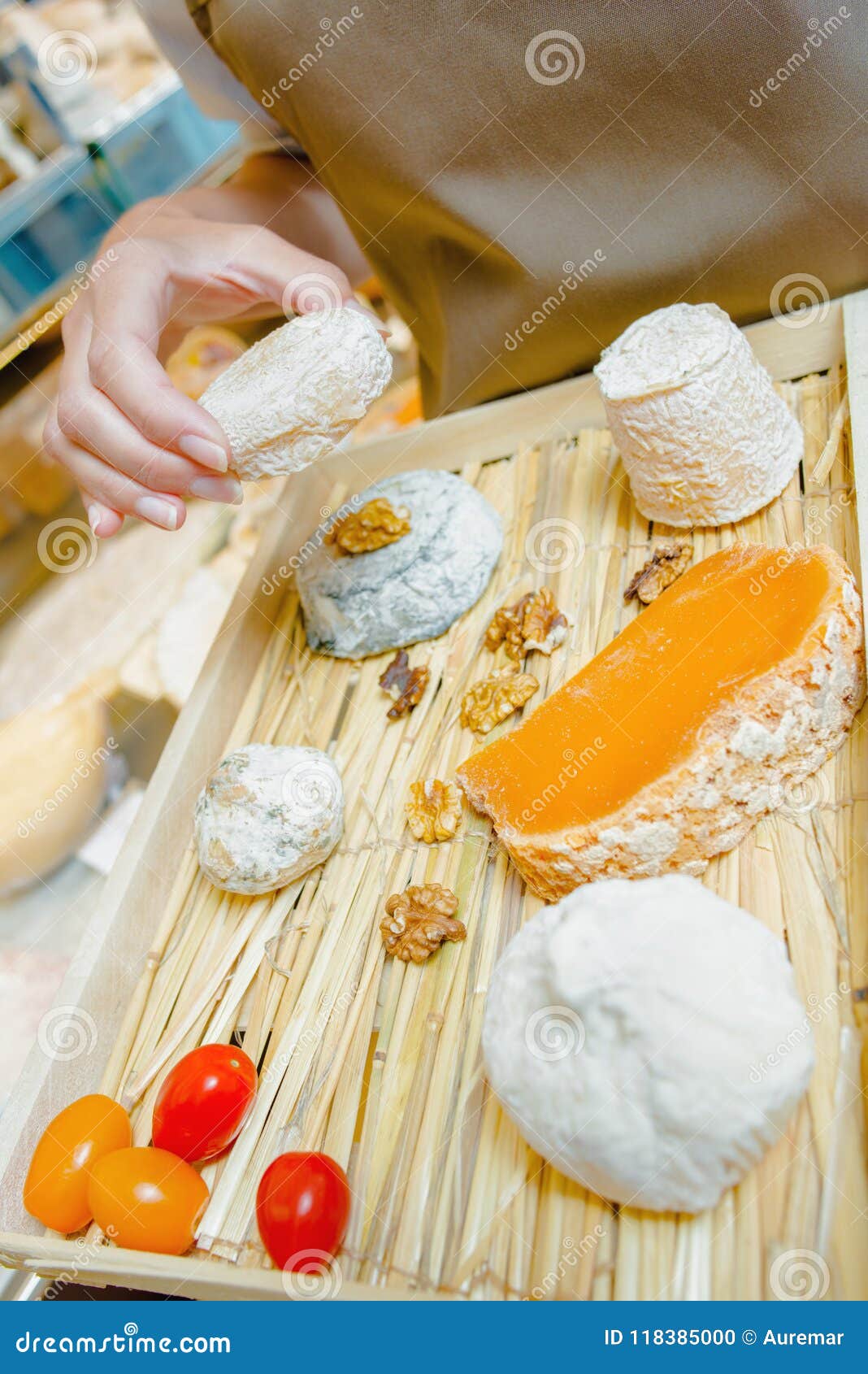Selection of posh cheeses stock photo. Image of platters - 118385000