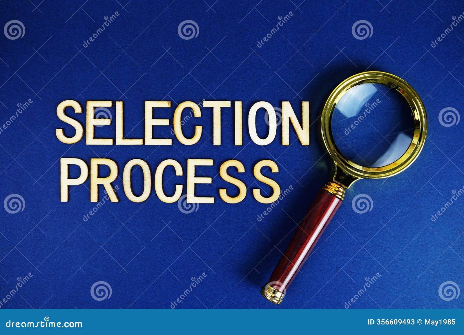 Selection Process Alphabet Letters with Magnifying Glass on Navy Blue ...