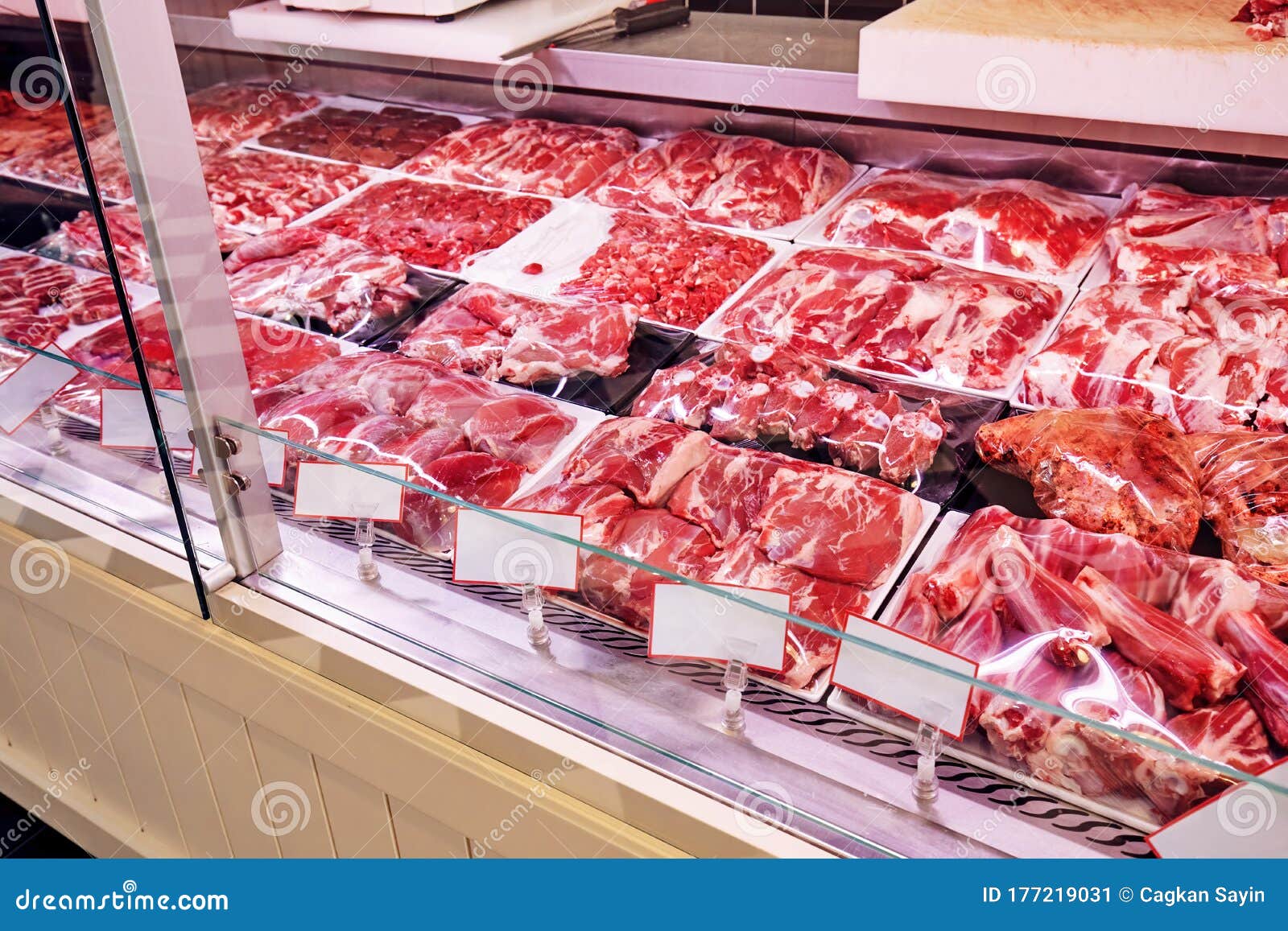 Selection of Raw Fresh Lamb Meat in the Refrigerated Display of a ... Selection of Raw Fresh Lamb Meat in the Refrigerated Display of a ...