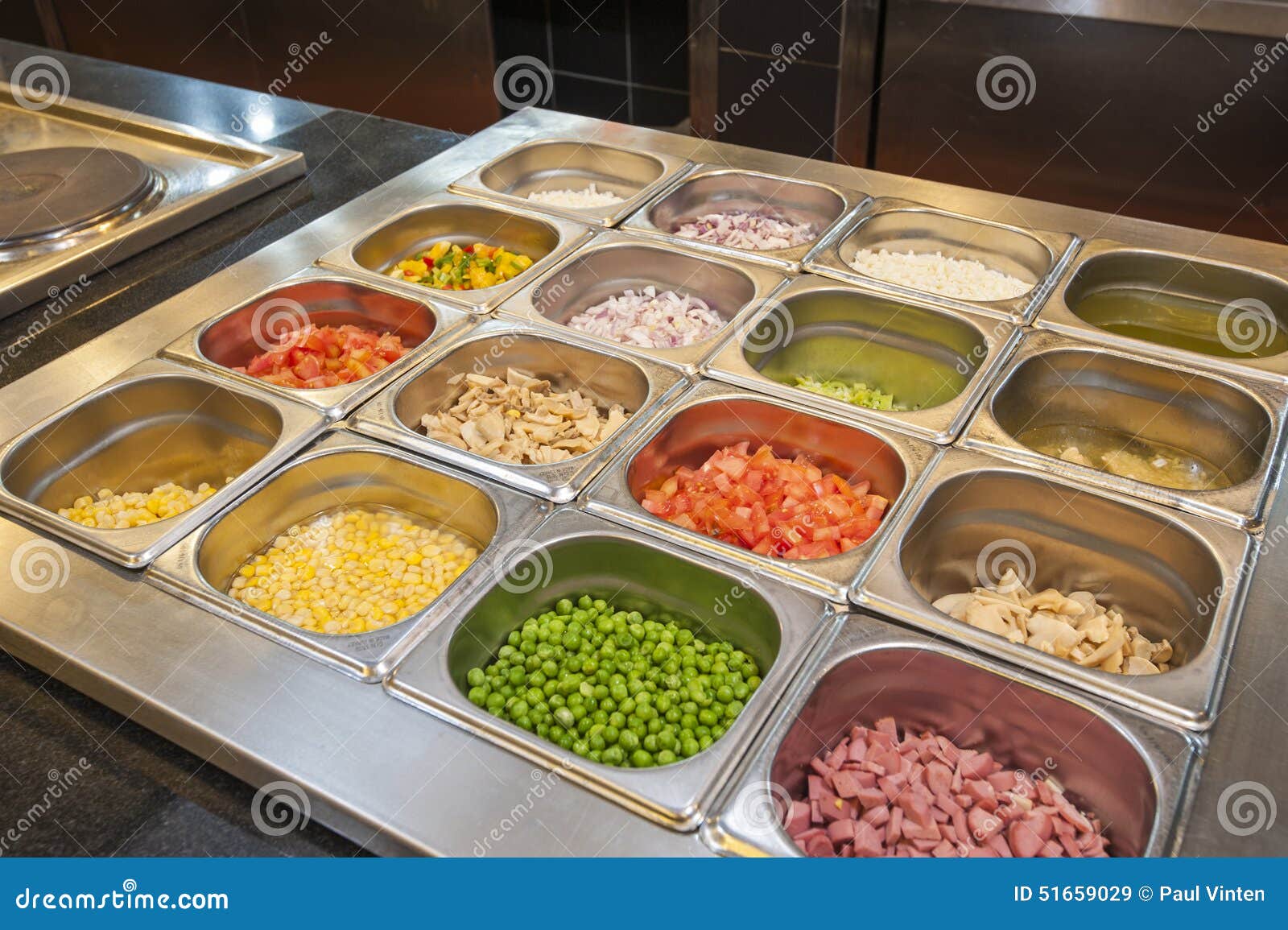 Selection of Salad Items at a Buffet Stock Image - Image of square ...