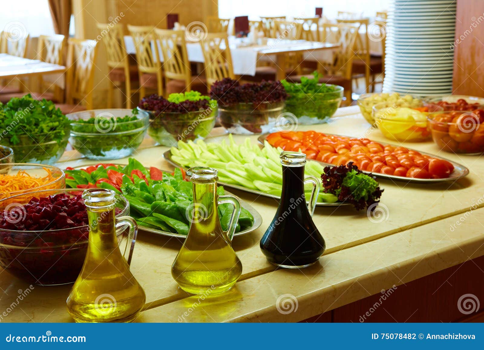 Selection of Salads at a Buffet Bar Stock Photo - Image of dish ...