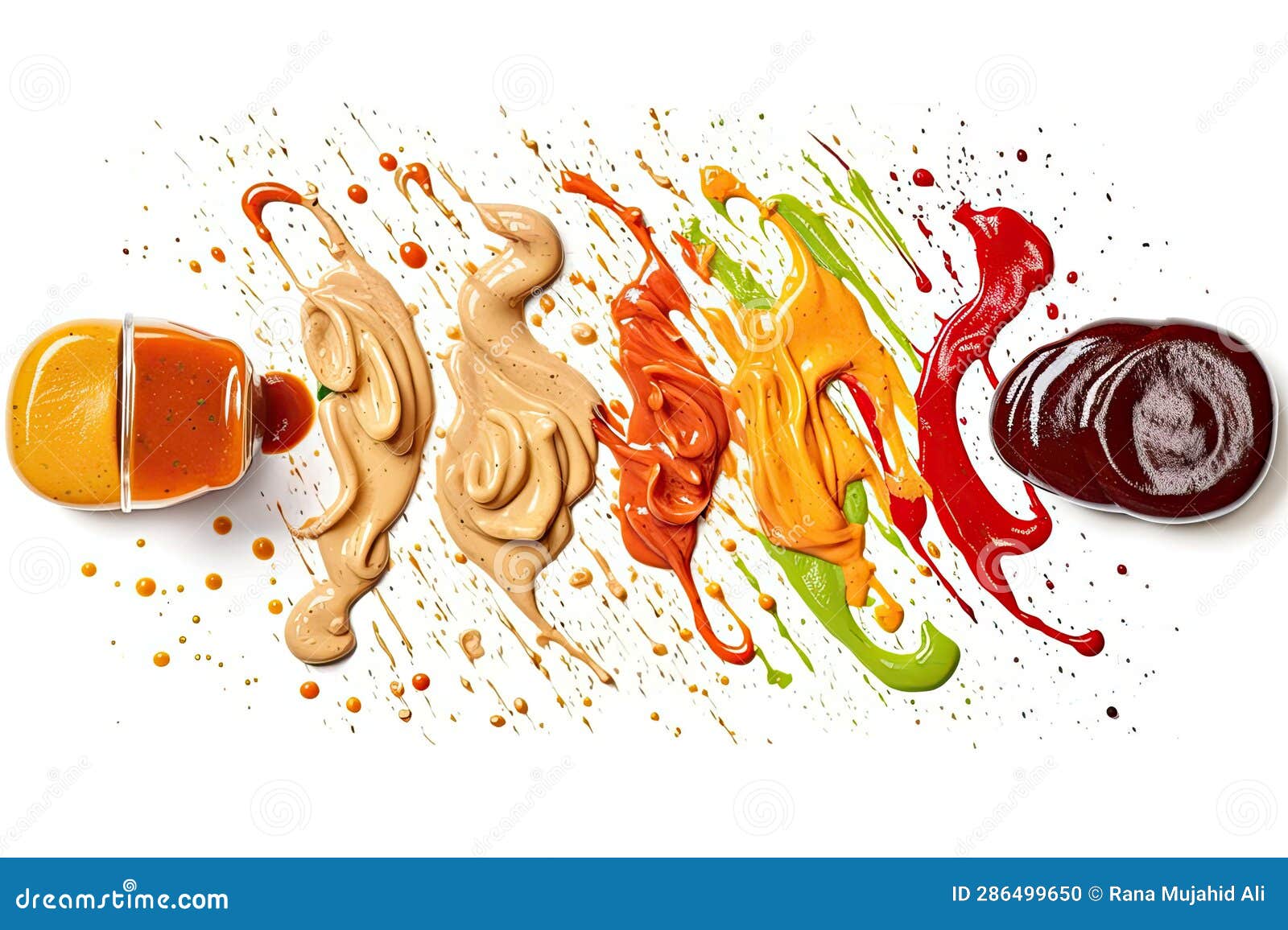 Selection of Sauces with Different Colors on a White, Generative AI ...