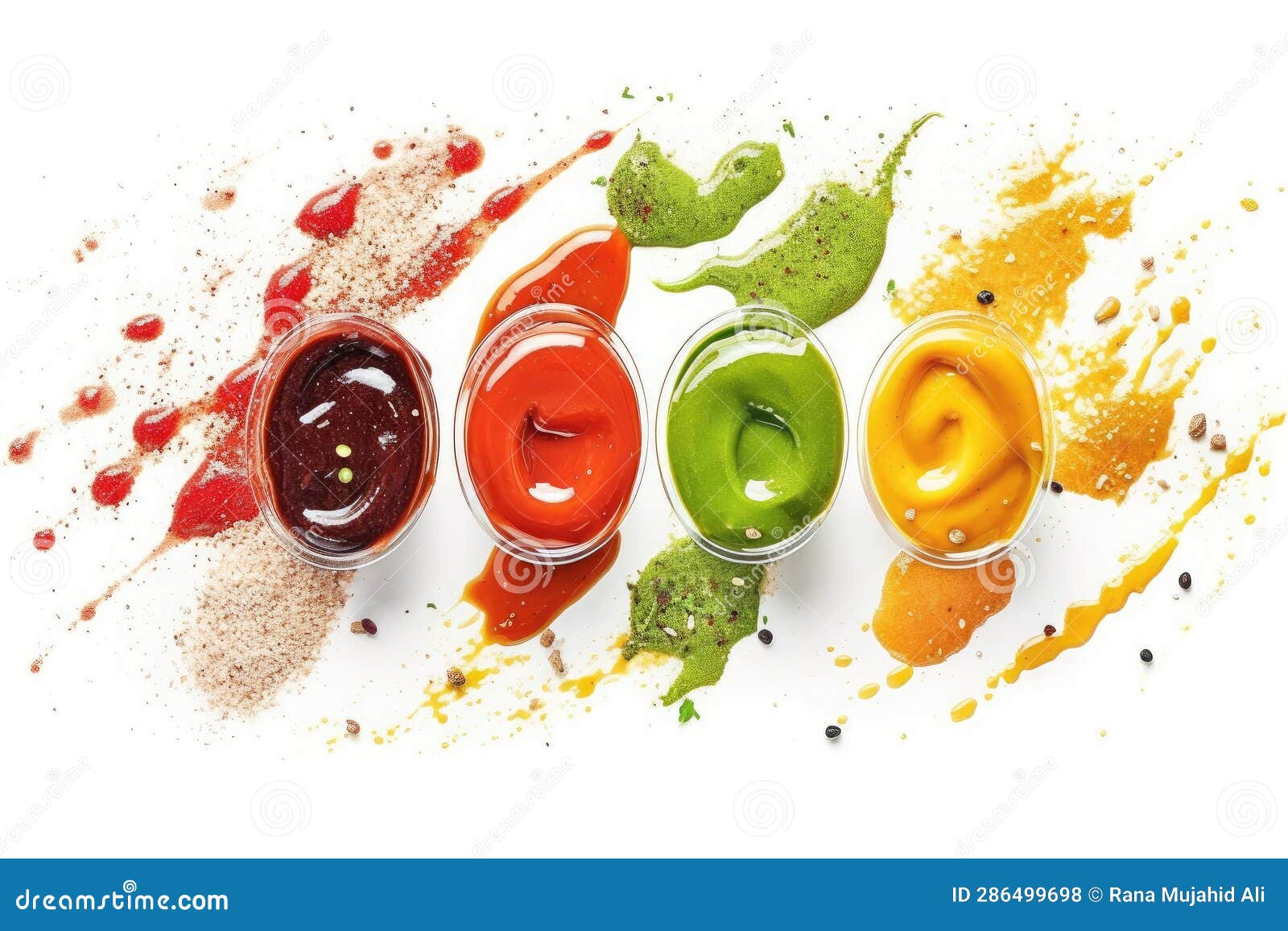 Selection of Sauces with Different Colors on a White, Generative AI ...