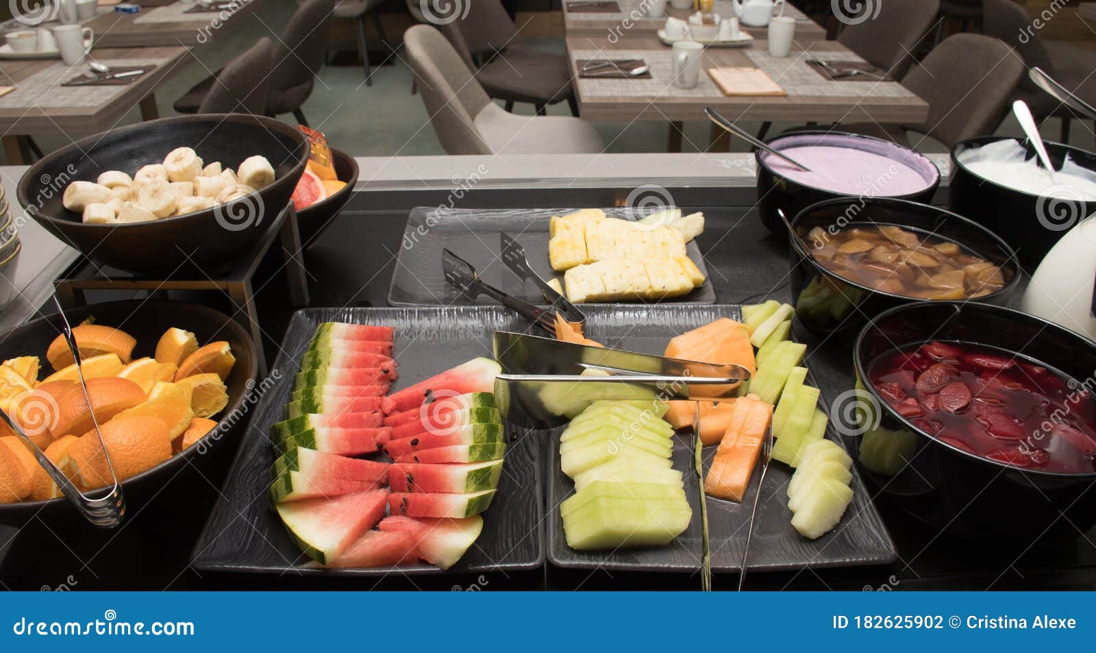 Selection of Self Service Catering Continental Breakfast Buffet Display ...