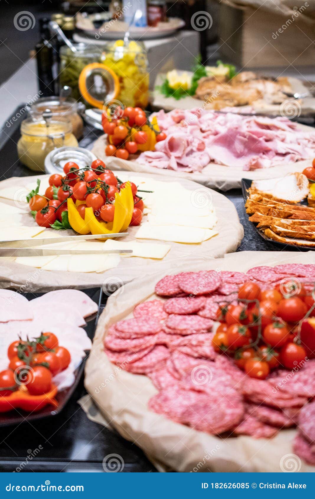 Selection of Self Service Catering Continental Breakfast Buffet Display ...