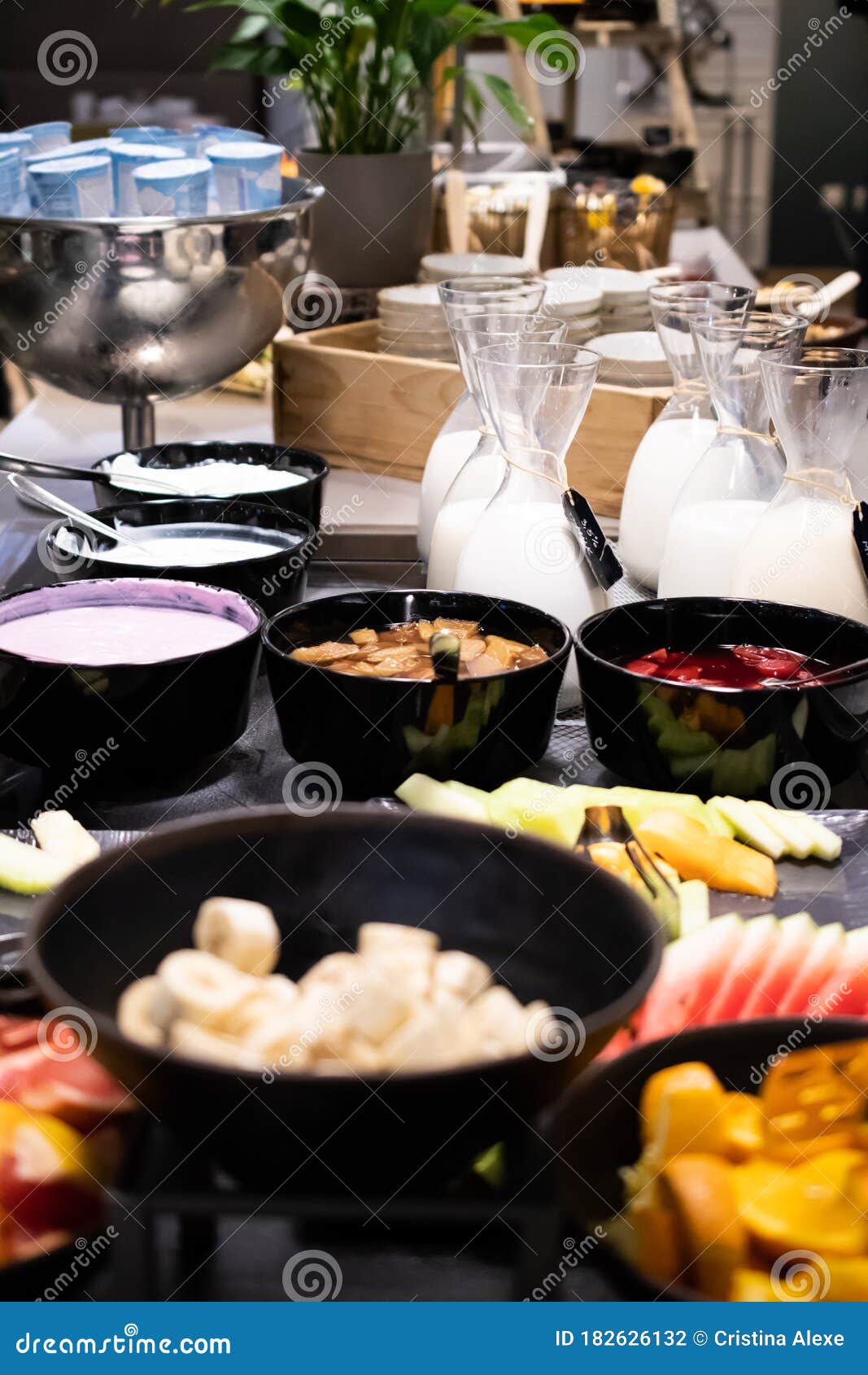 Selection of Self Service Catering Continental Breakfast Buffet Display ...