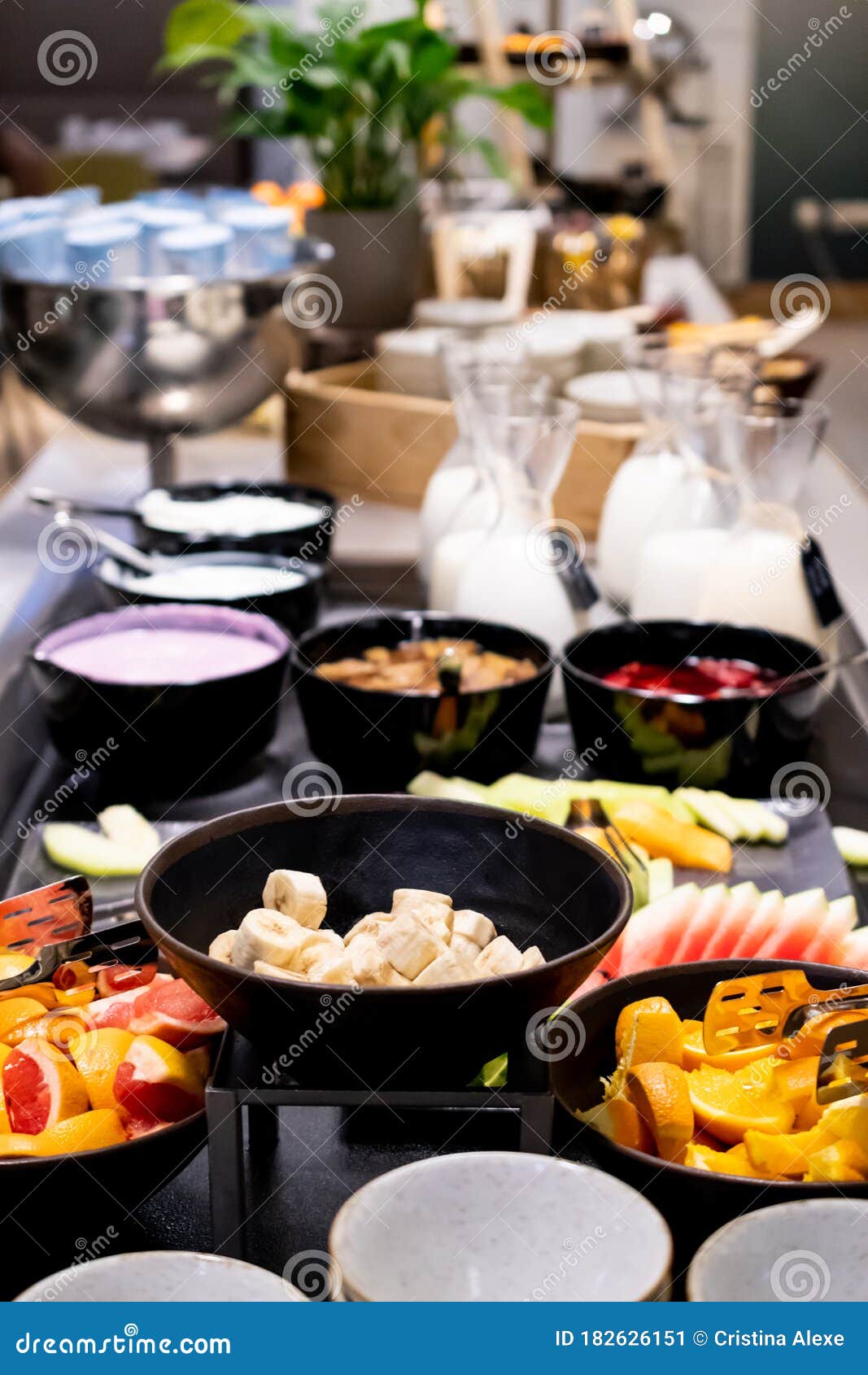 Selection of Self Service Catering Continental Breakfast Buffet Display ...