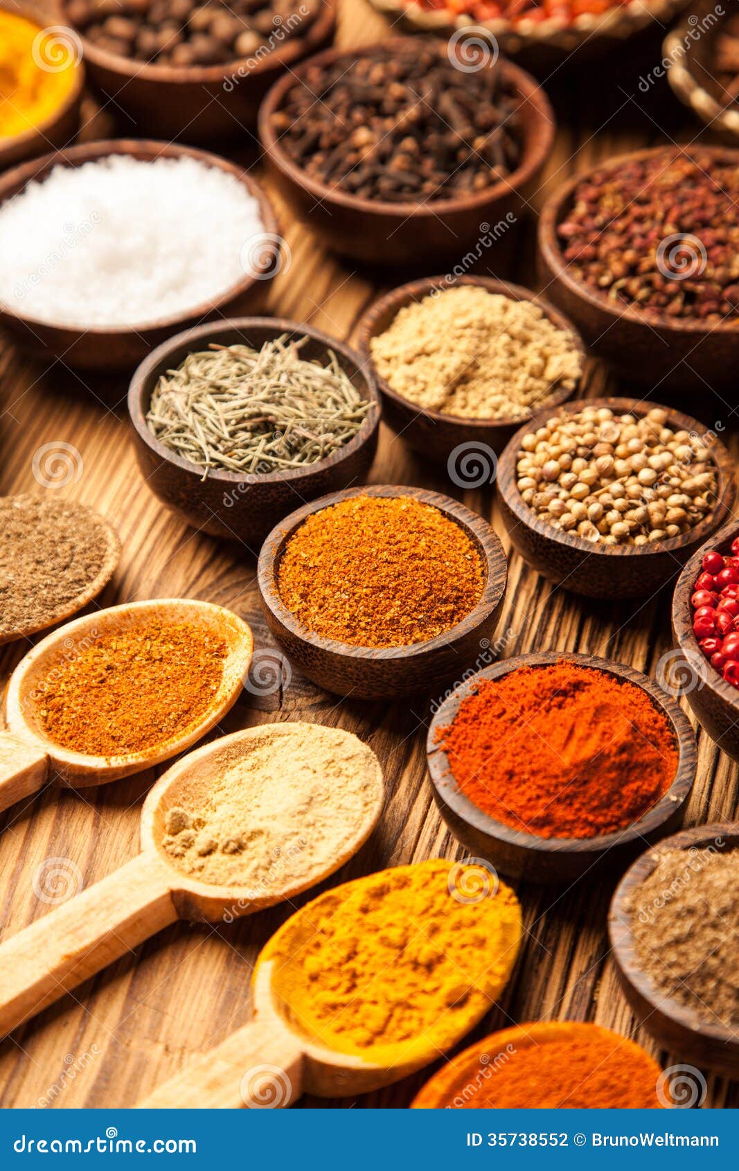 A Selection of Spices in Bowls Stock Photo - Image of flavor, group ...