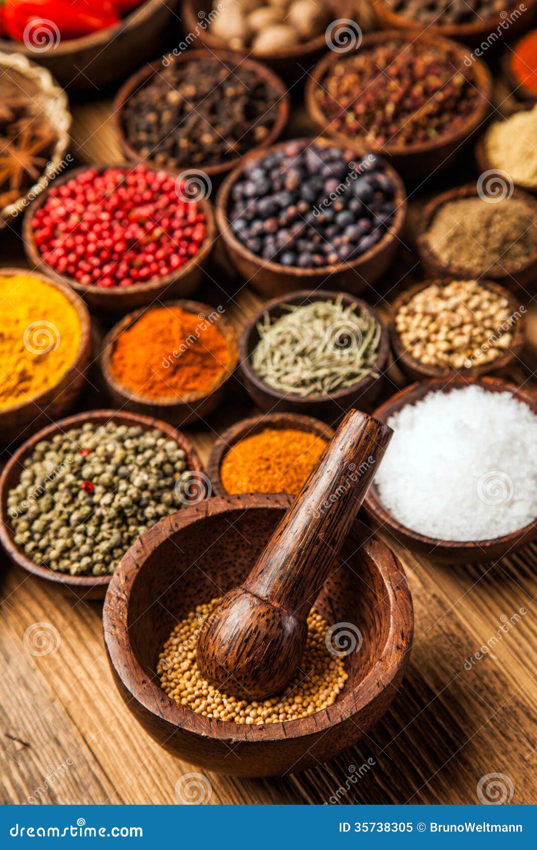 A Selection of Spices on Table Stock Image - Image of nutmeg, curry ...