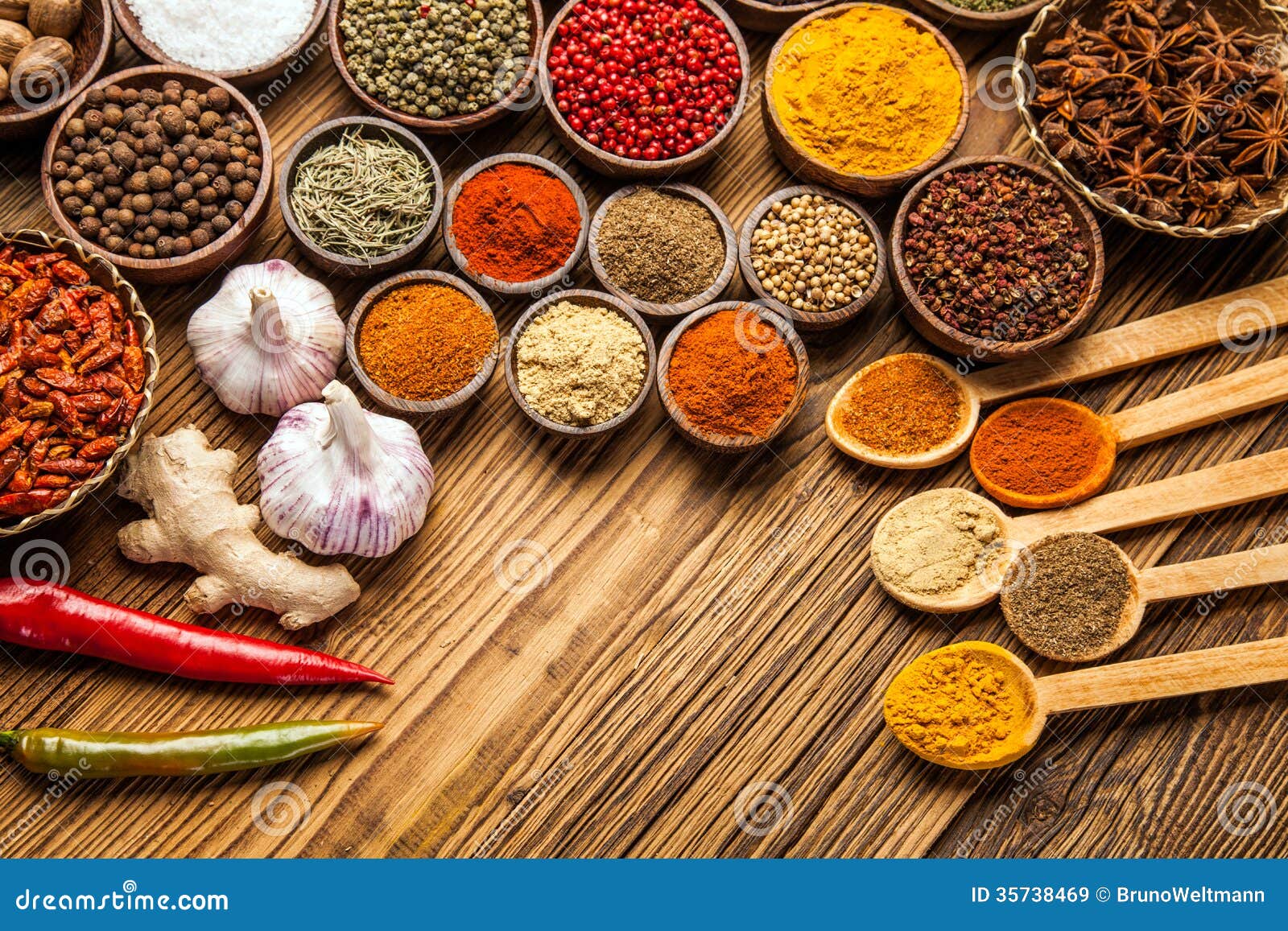 A Selection of Spices Top View Stock Image - Image of anise, flavor ...