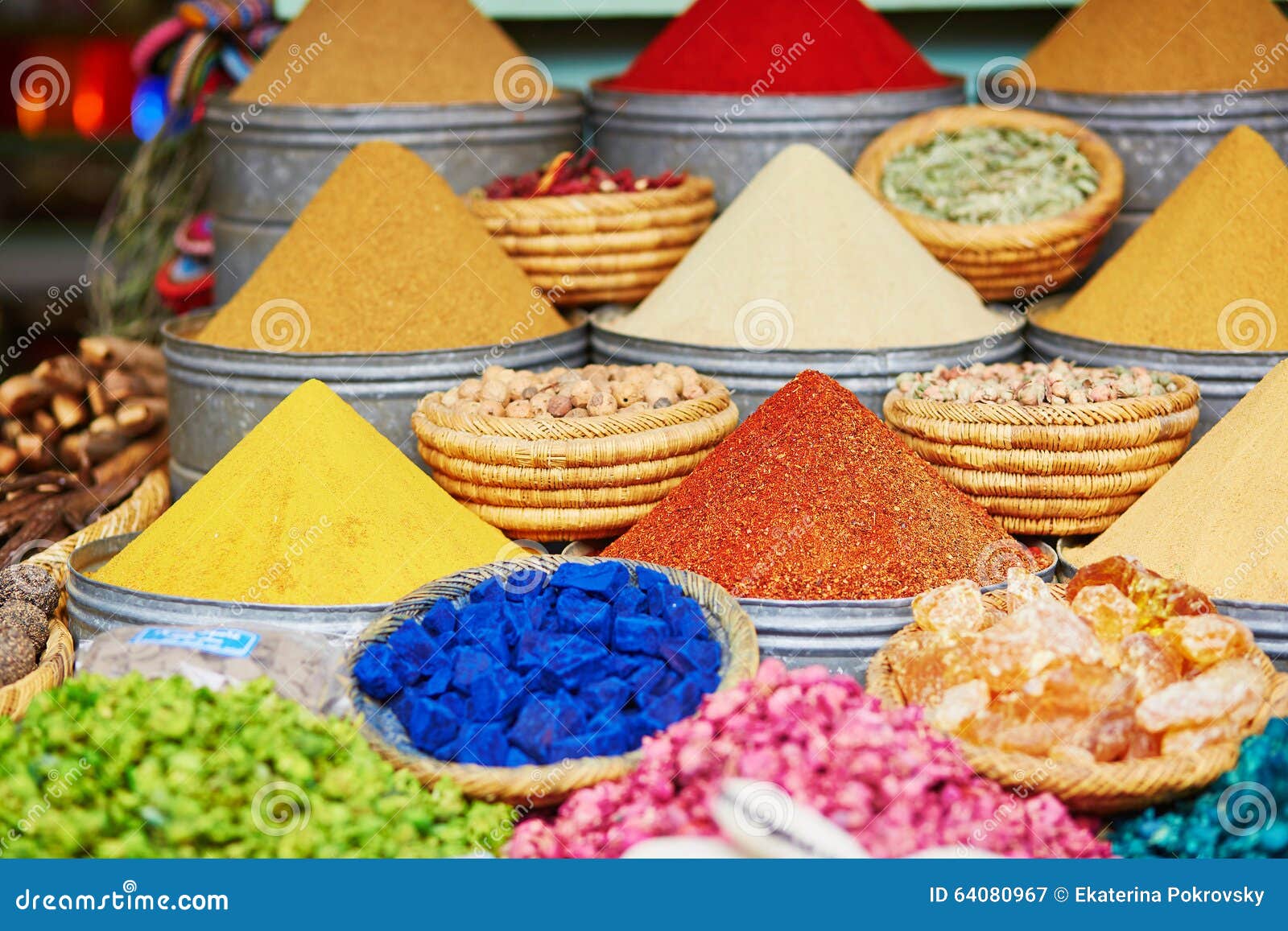 Selection of Spices on a Traditional Moroccan Market in Marrakech ...
