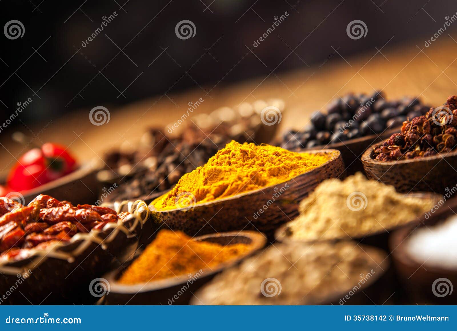 A selection of spices stock photo. Image of nutmeg, herbs - 35738142