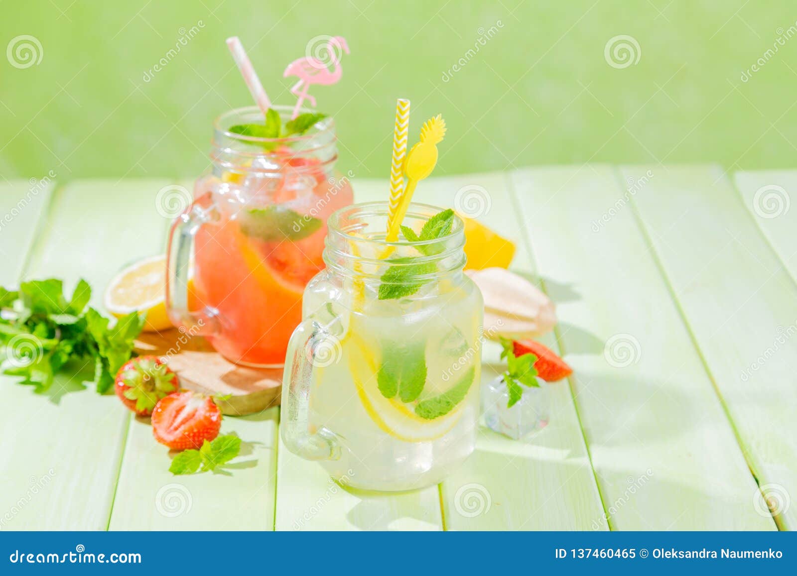 Selection of Summer Lemonades in Glass Jars Stock Image - Image of cool ...