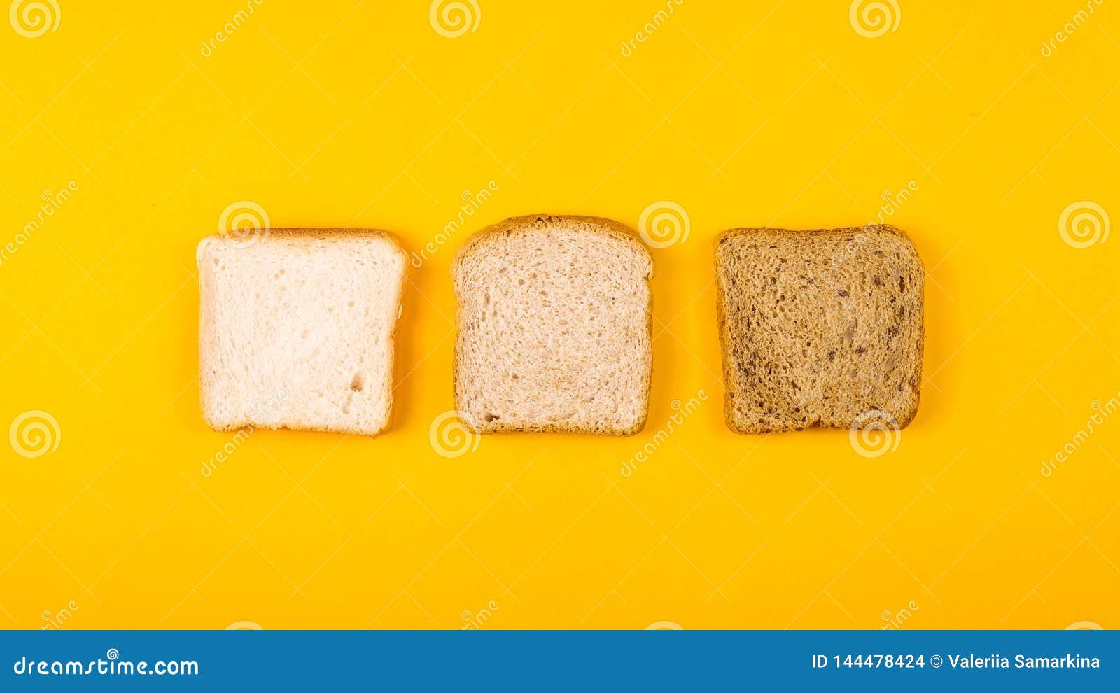 A Selection of Toast Bread for Breakfast. Minimalism on Yellow Stock ...