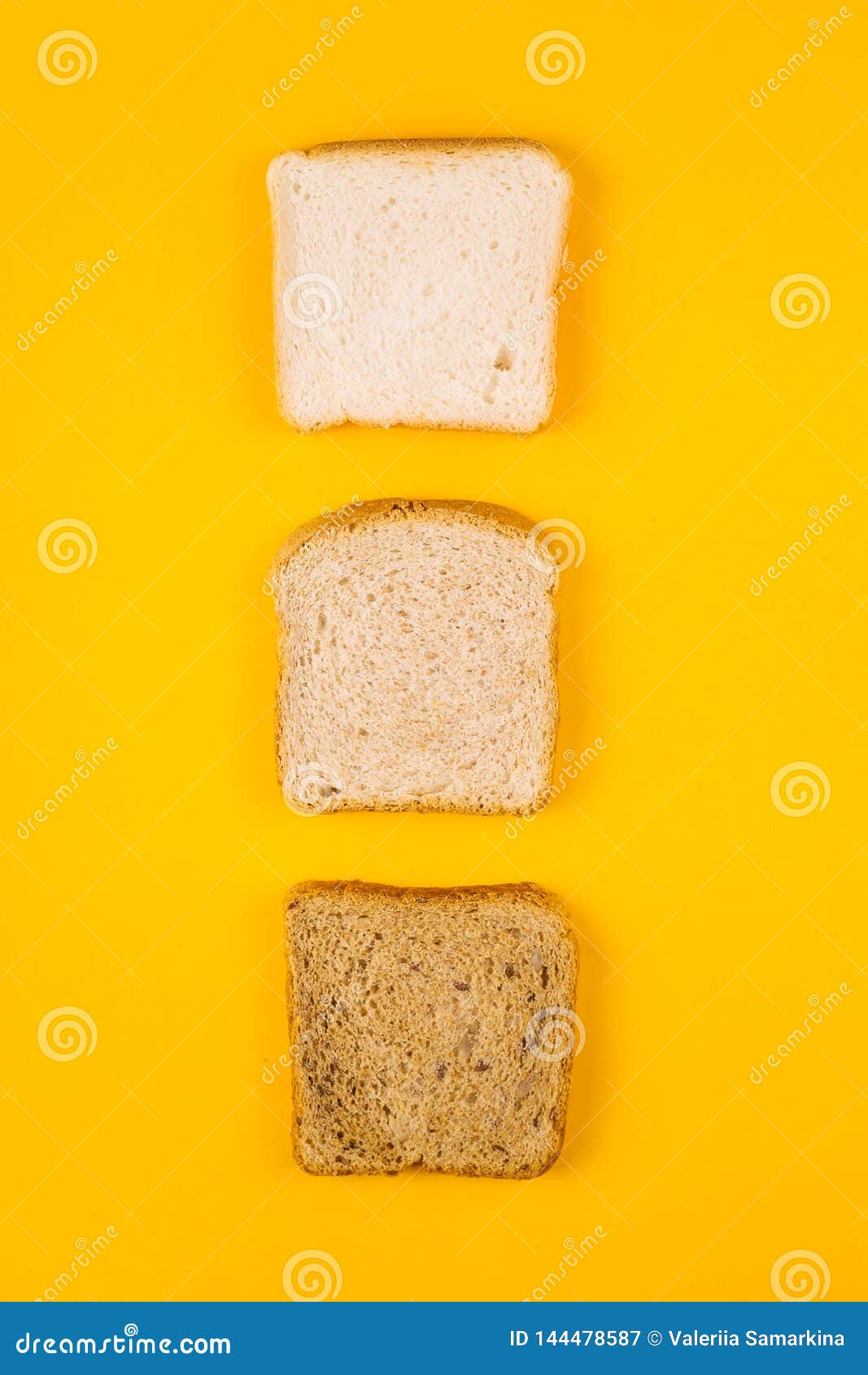 A Selection of Toast Bread for Breakfast. Minimalism on Yellow Stock ...