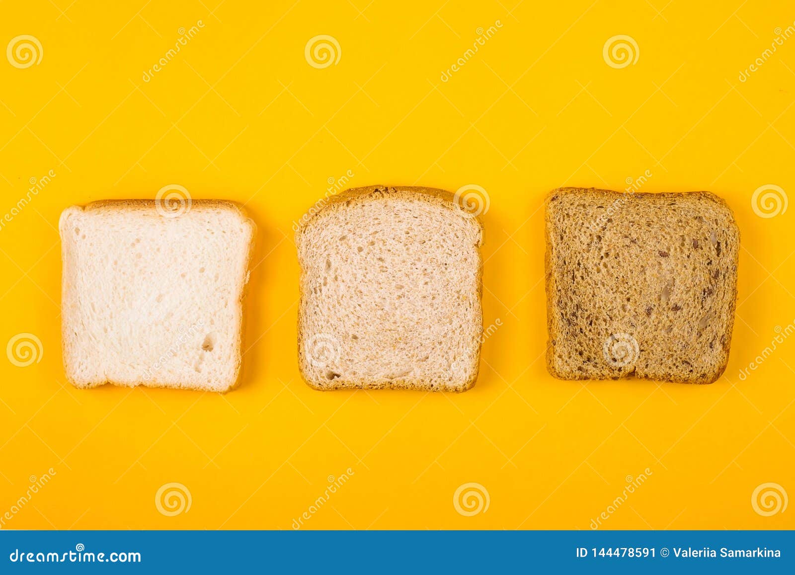 A Selection of Toast Bread for Breakfast. Minimalism on Yellow Stock ...