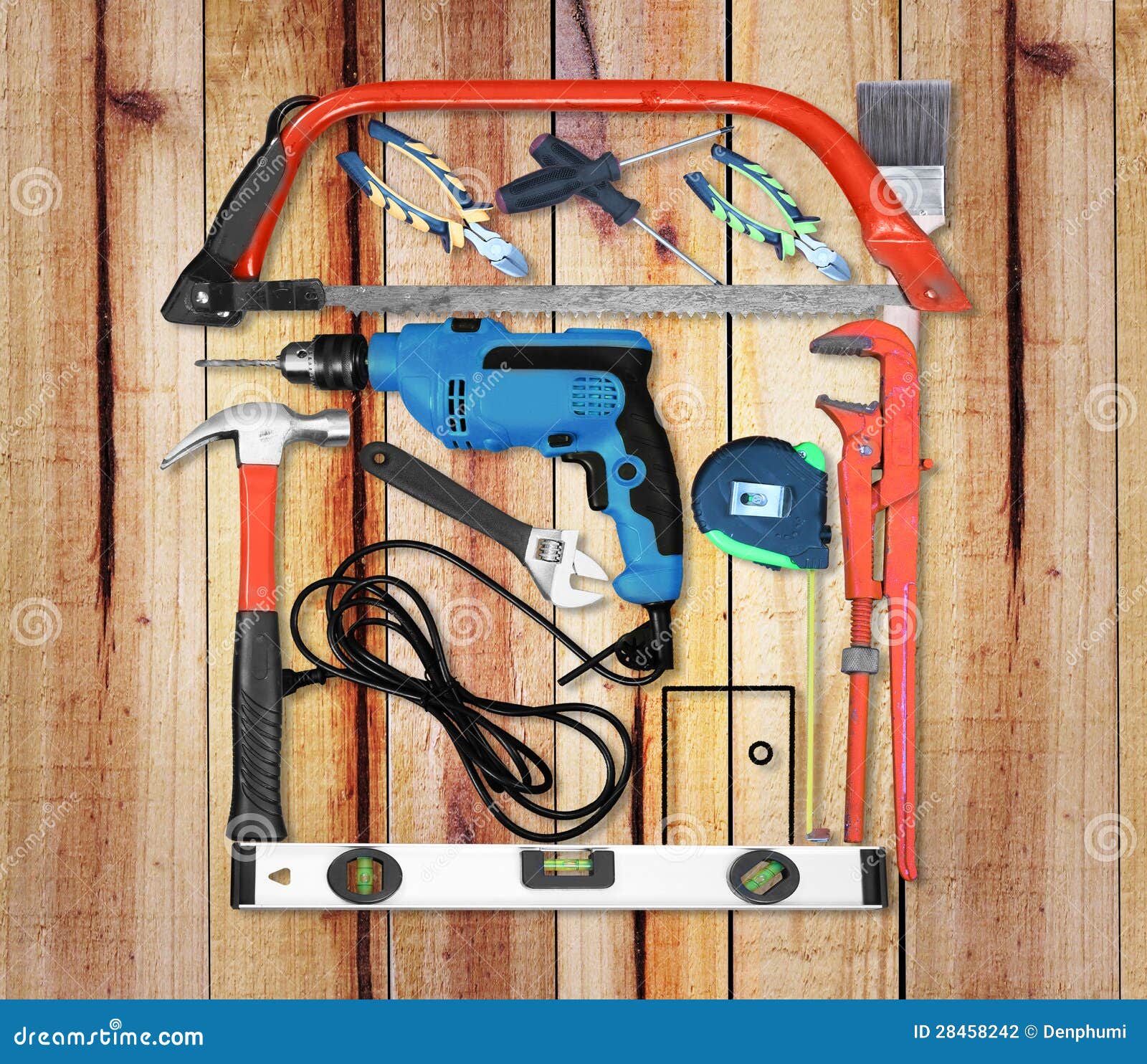 Selection of Tools in the Shape Stock Illustration - Illustration of ...