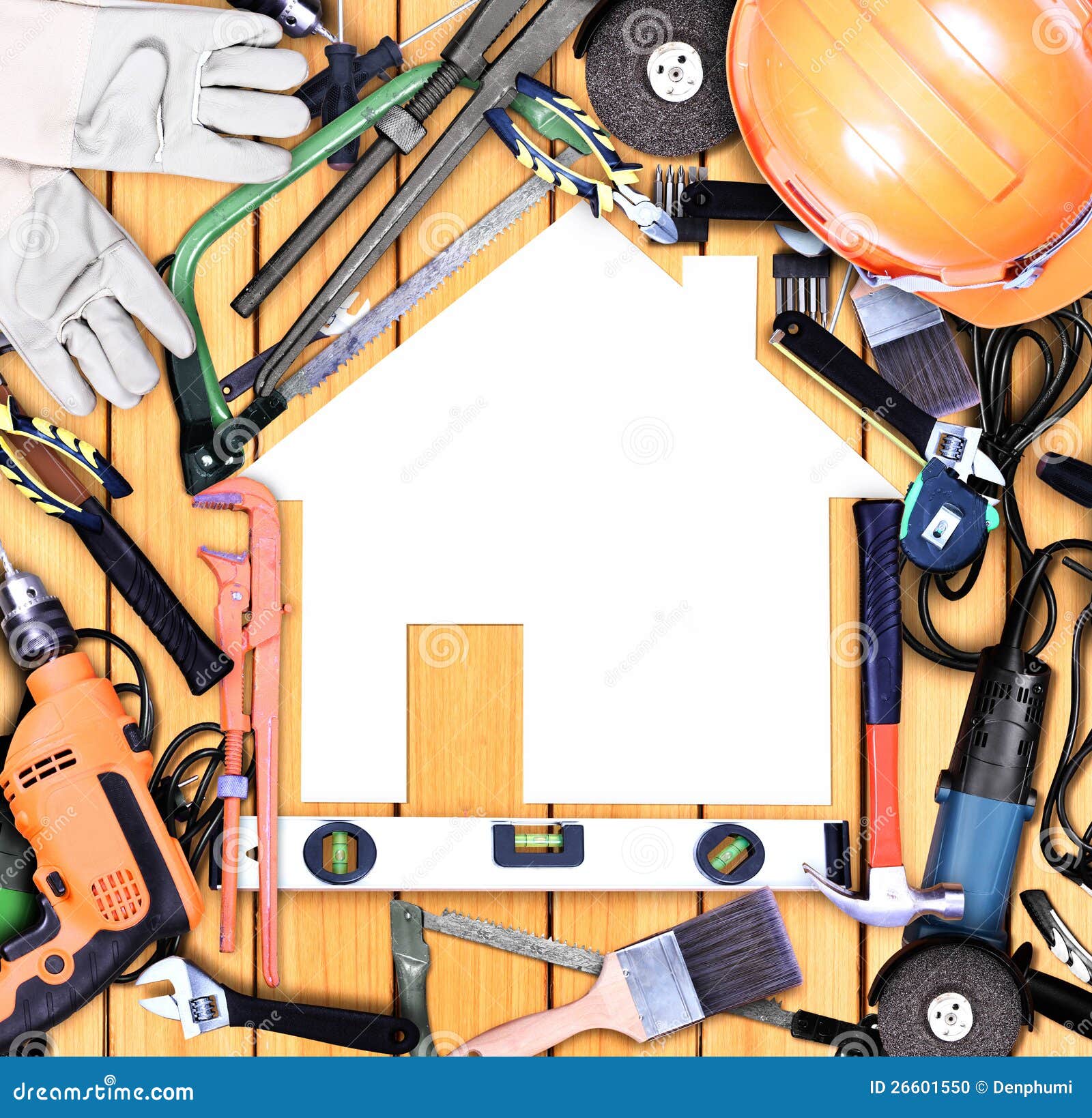 Selection of Tools in the Shape of a House Stock Illustration ...