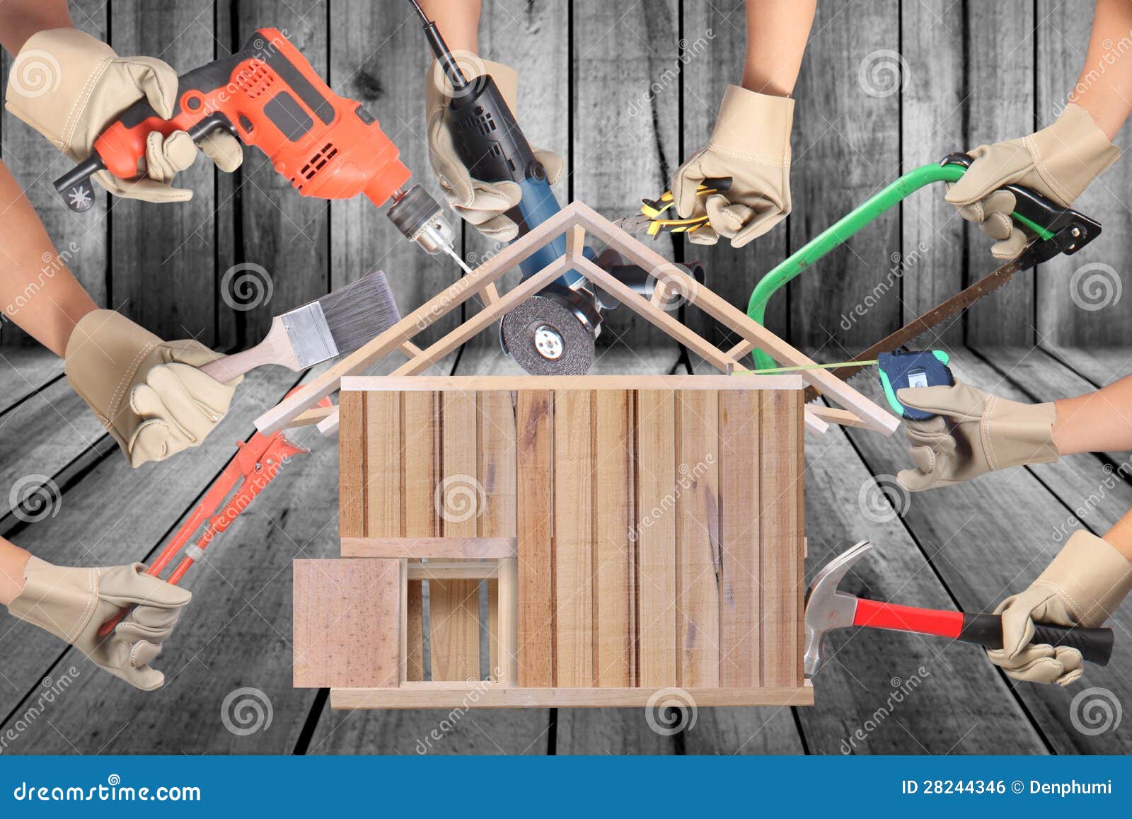 Selection of Tools in the Shape of a House Stock Illustration ...