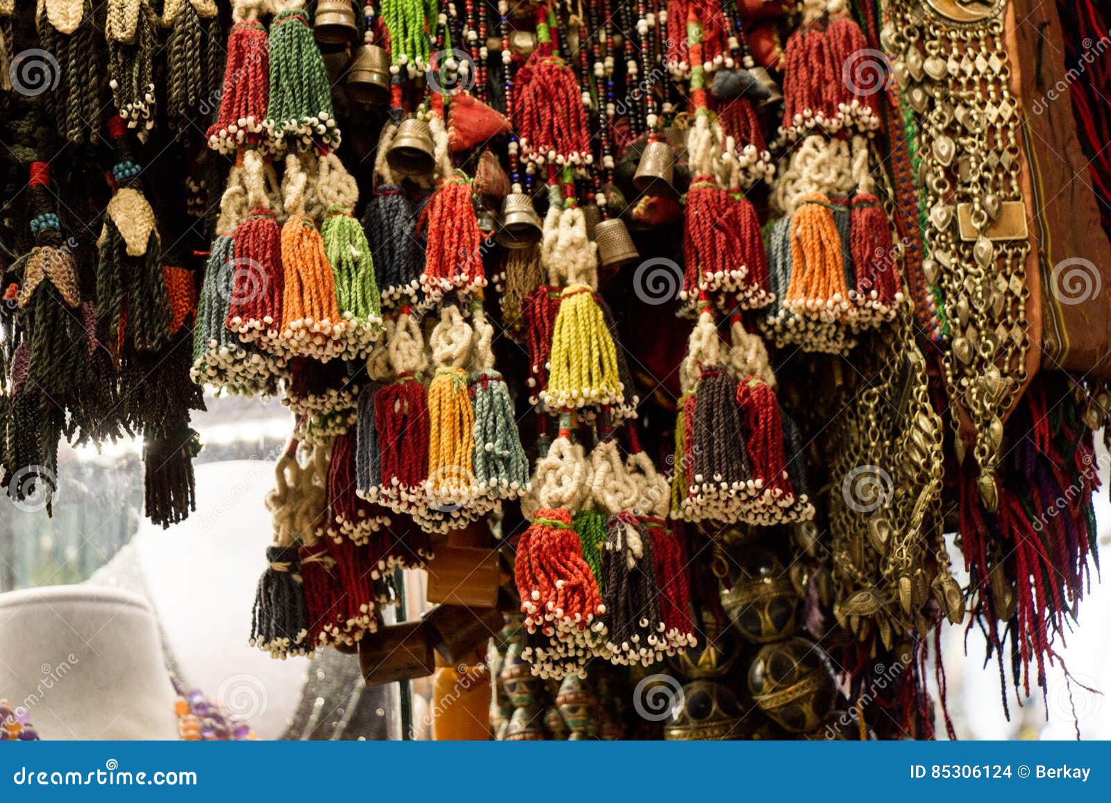 Selection of Turkish Traditional Tassels in Various Colors Stock Photo ...