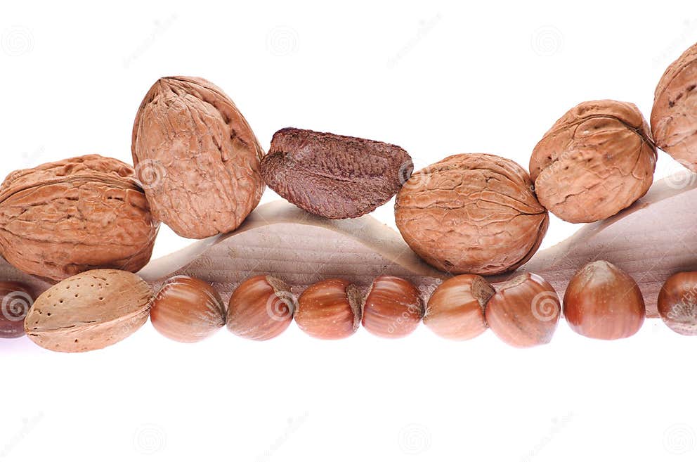 Selection of Various Nuts: Almonds, Brazil Nut, Walnuts, Hazelnut on a ...