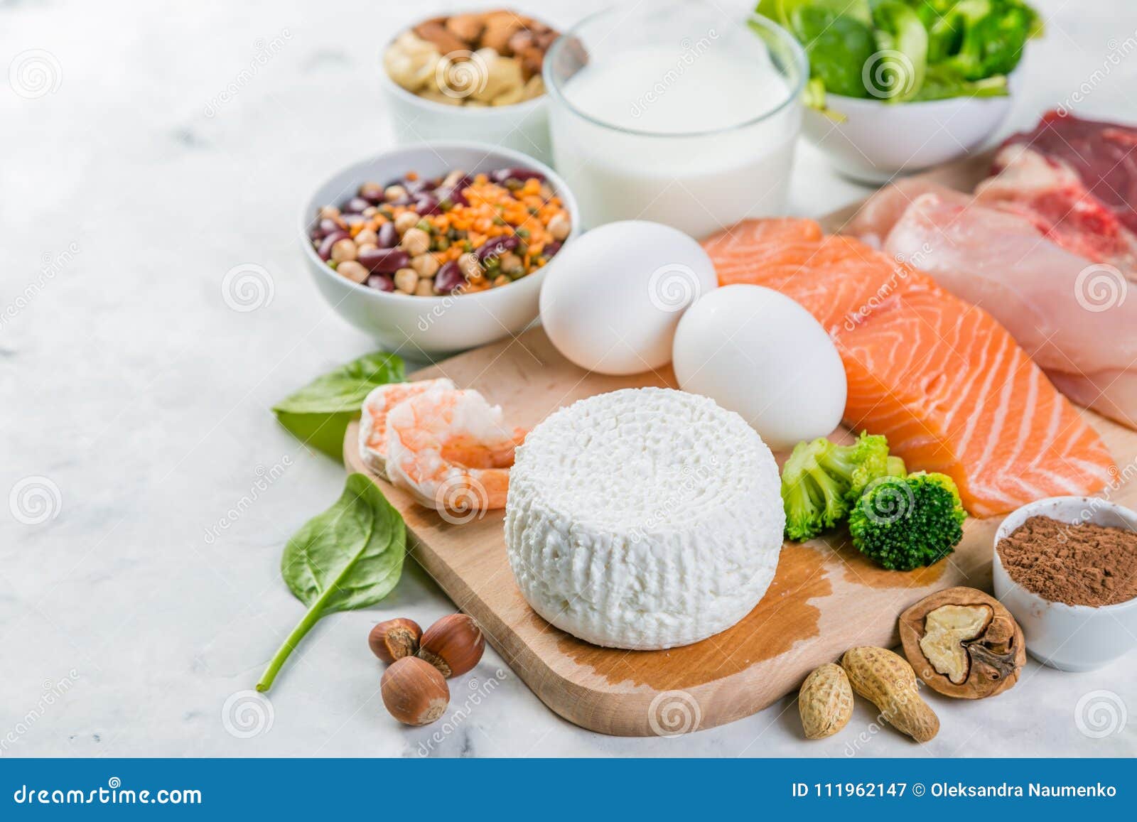 Selection on Vegetarian and Animal Origin Protein Sources Stock Image ...