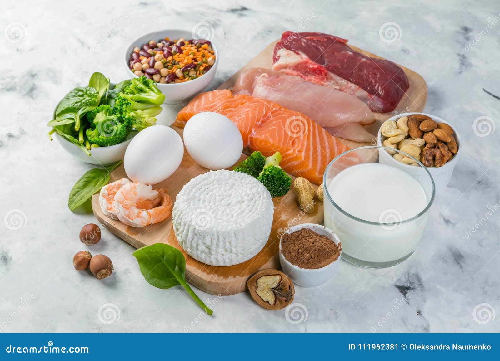 Selection on Vegetarian and Animal Origin Protein Sources Stock Image ...