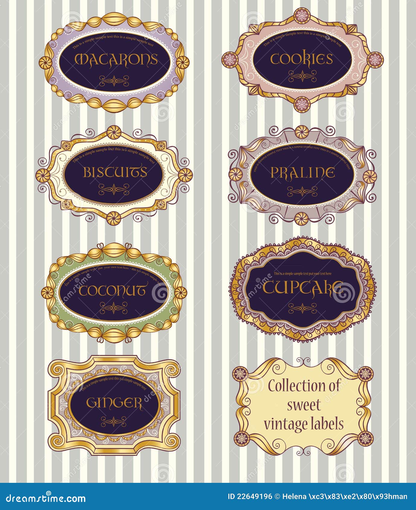 Selection of Vintage Labels Stock Vector - Illustration of curly, green ...
