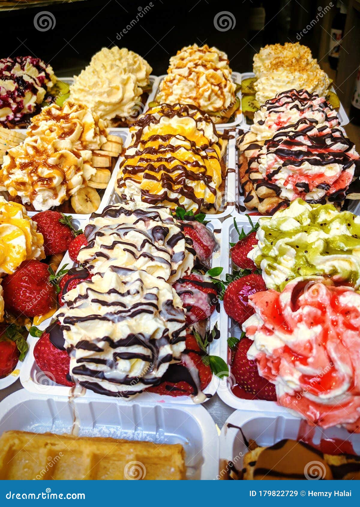 A Selection of Waffle Desserts Stock Image - Image of breakfast, plant ...