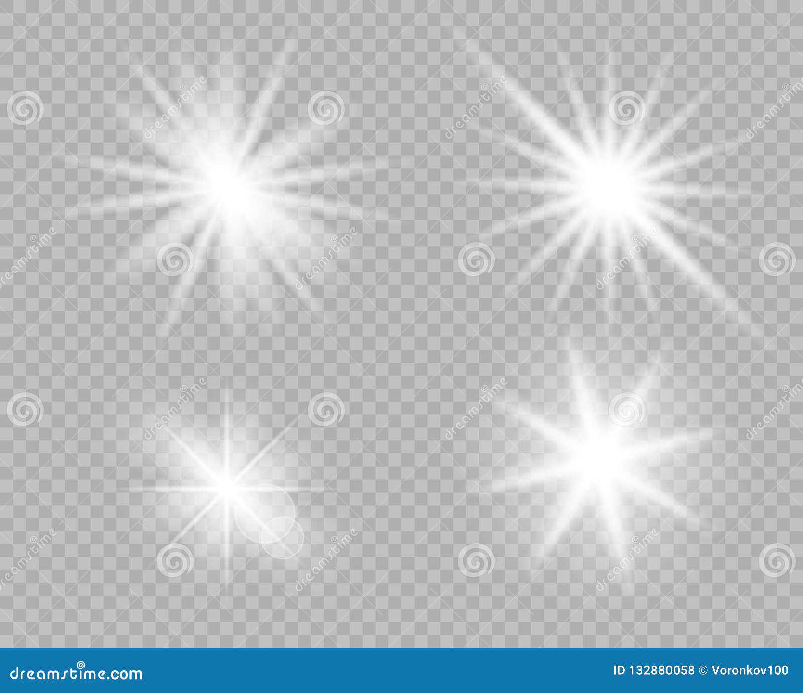 A Selection of White Bright Objects of Light, Glare. Glitter, Explosion ...