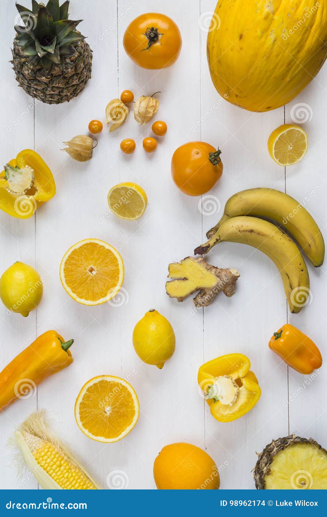 Selection of Yellow Fruit and Vegetables Stock Photo - Image of melon ...