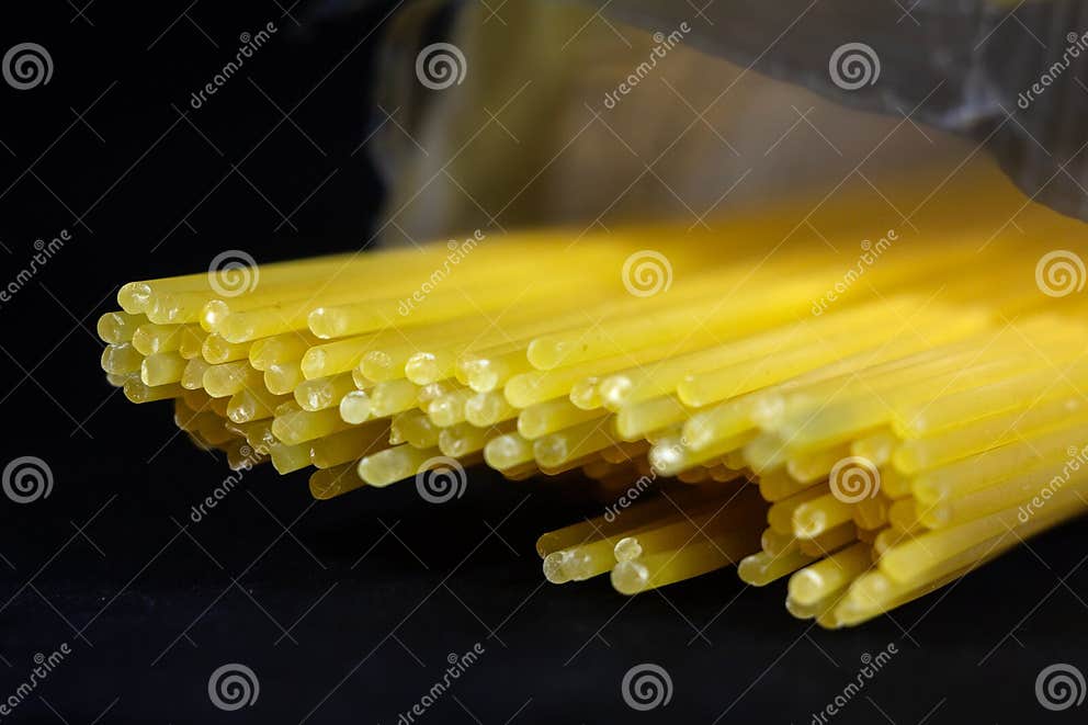 Selective Blur on a Macro Shot of a Packet of Spaghetti Isolated on a ...
