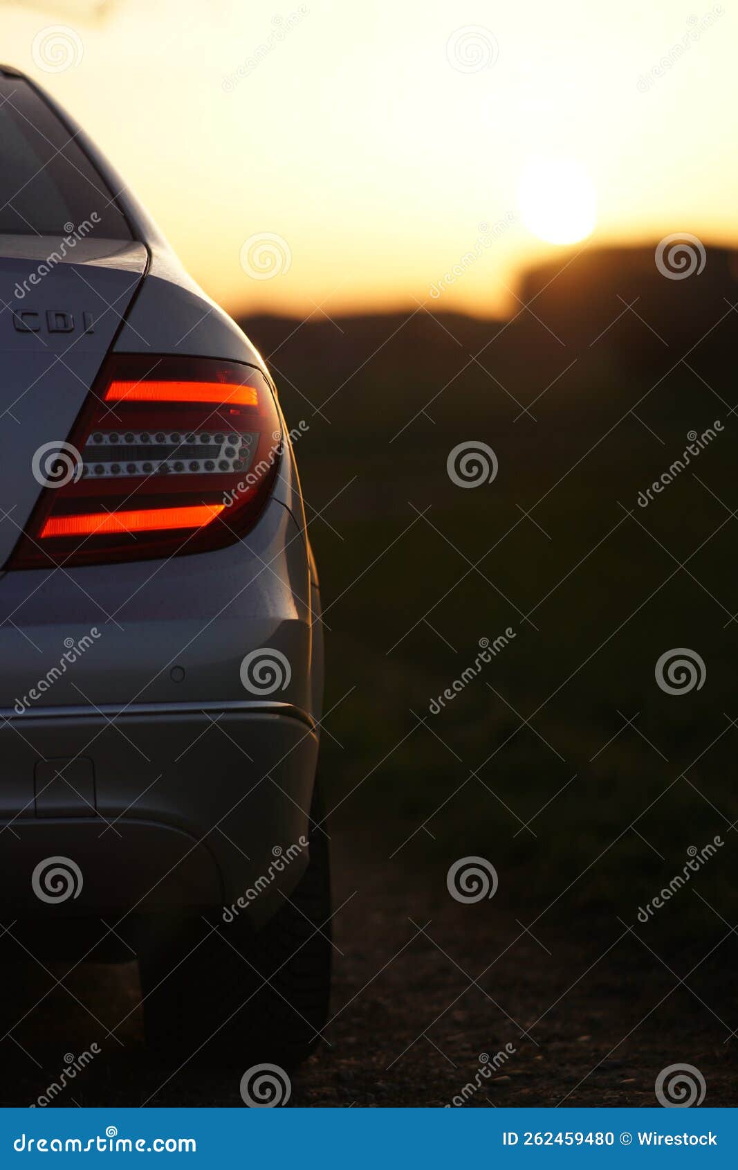 Selective of a Car Backlight on a Sunset Stock Photo - Image of ...