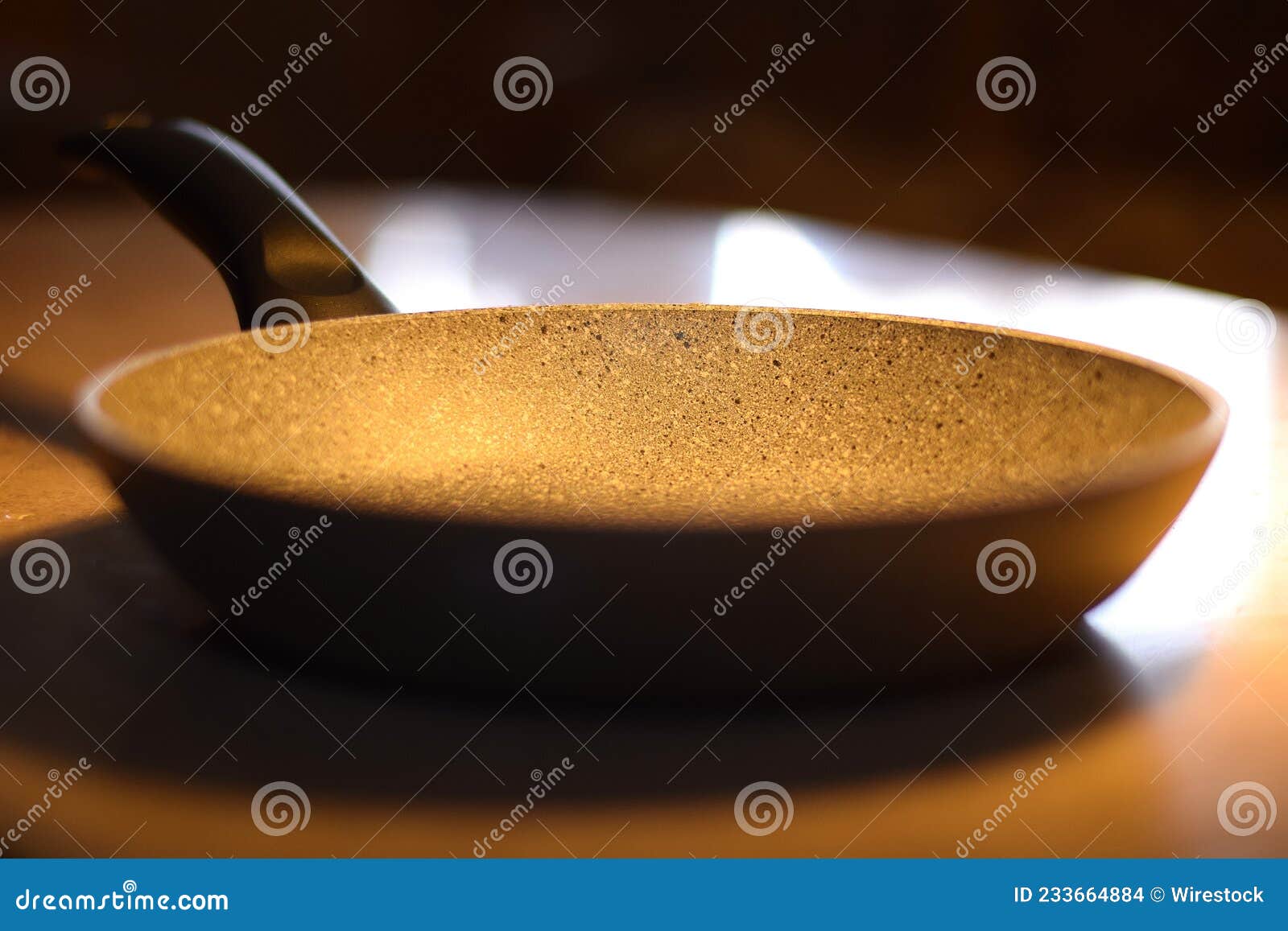 Selective of a Clean and Empty Frying Pan Stock Photo - Image of blur ...