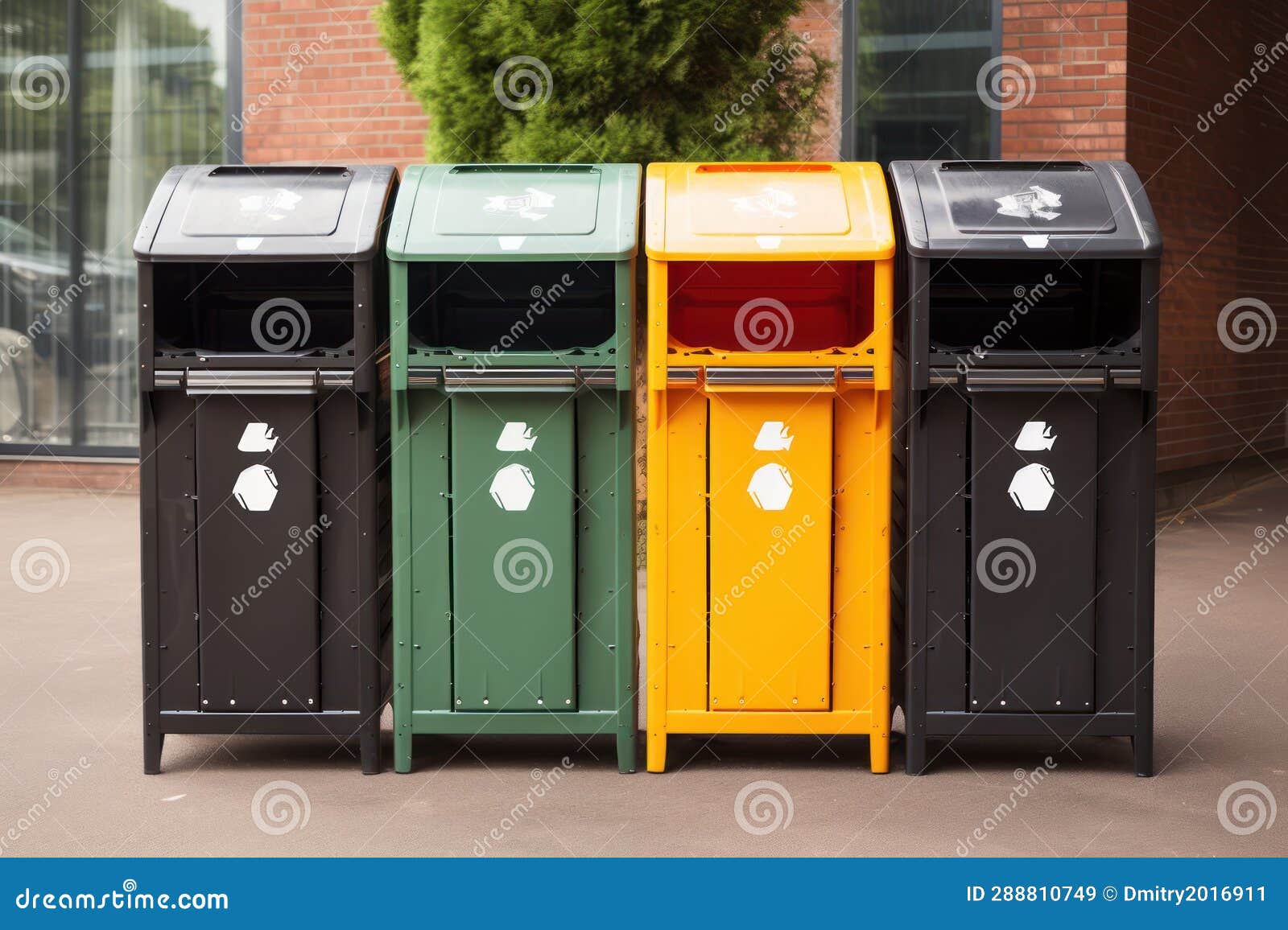 Selective Collection of Garbage Colored Containers Stock Image - Image ...