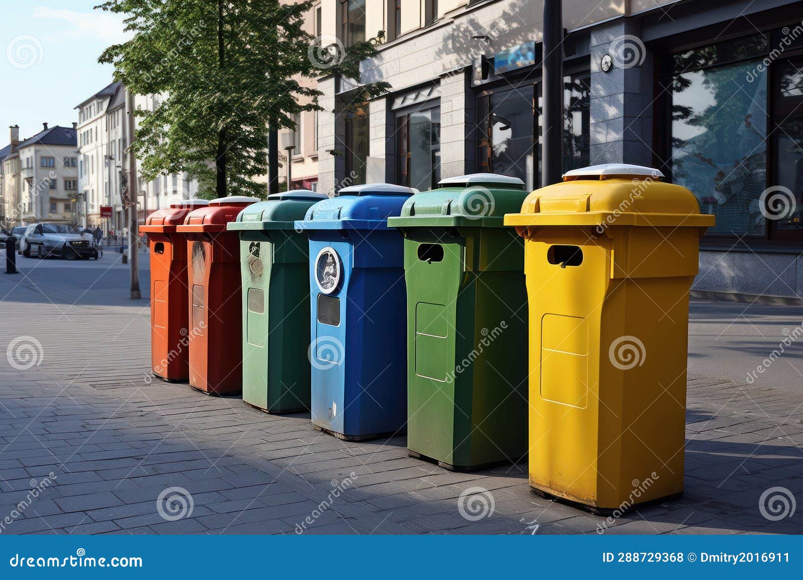 Selective Collection of Garbage Colored Containers Stock Photo - Image ...