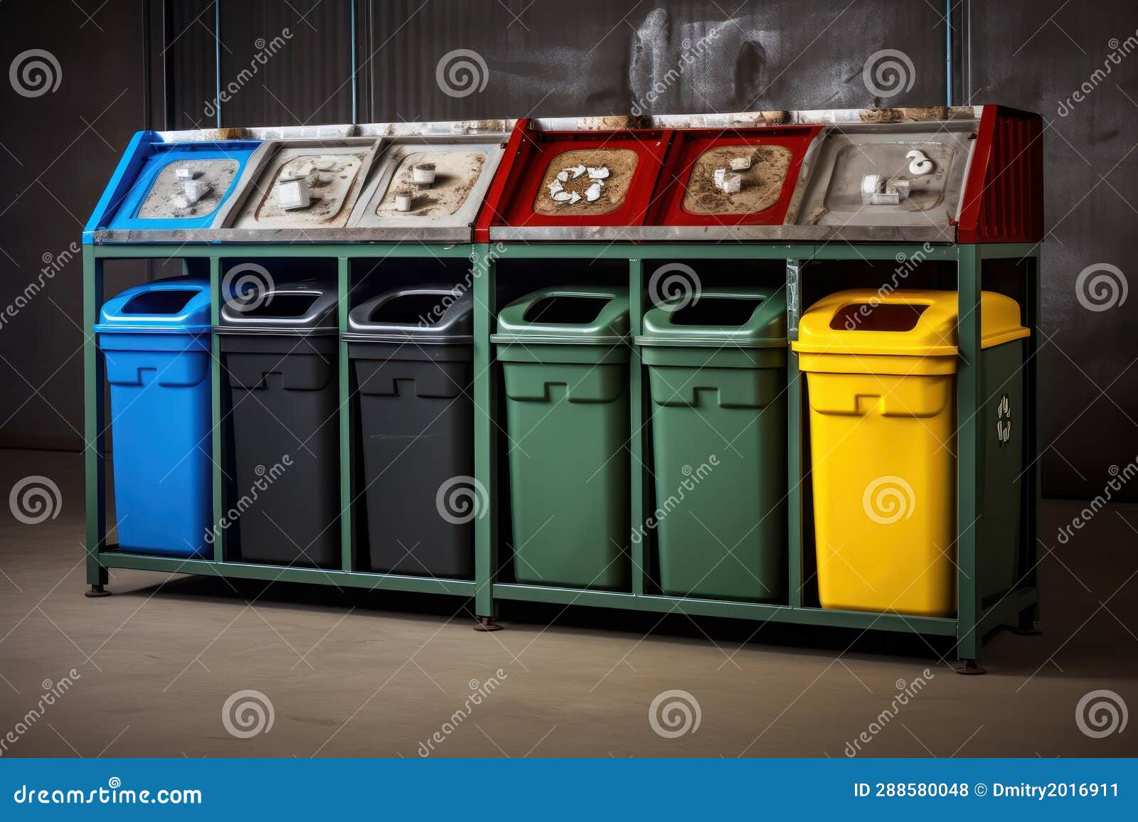 Selective Collection of Garbage Colored Containers Stock Photo - Image ...