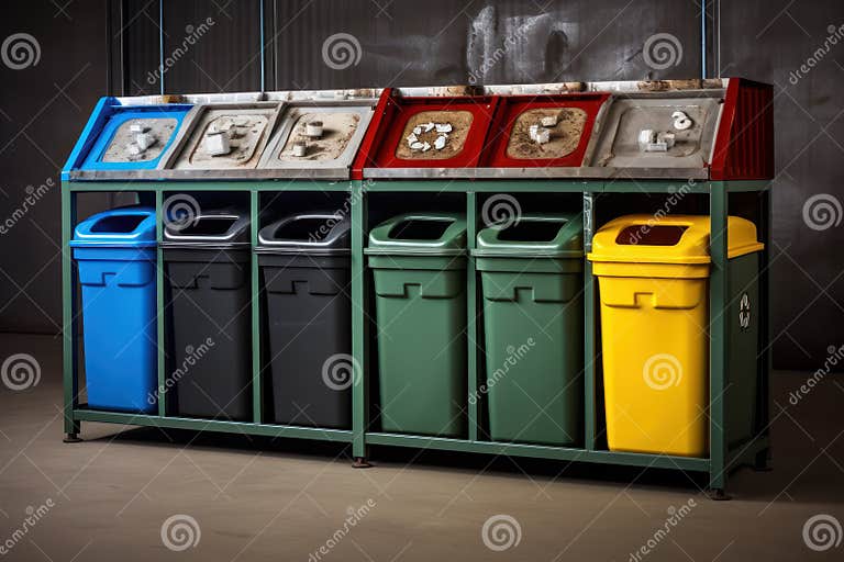 Selective Collection of Garbage Colored Containers Stock Photo - Image ...