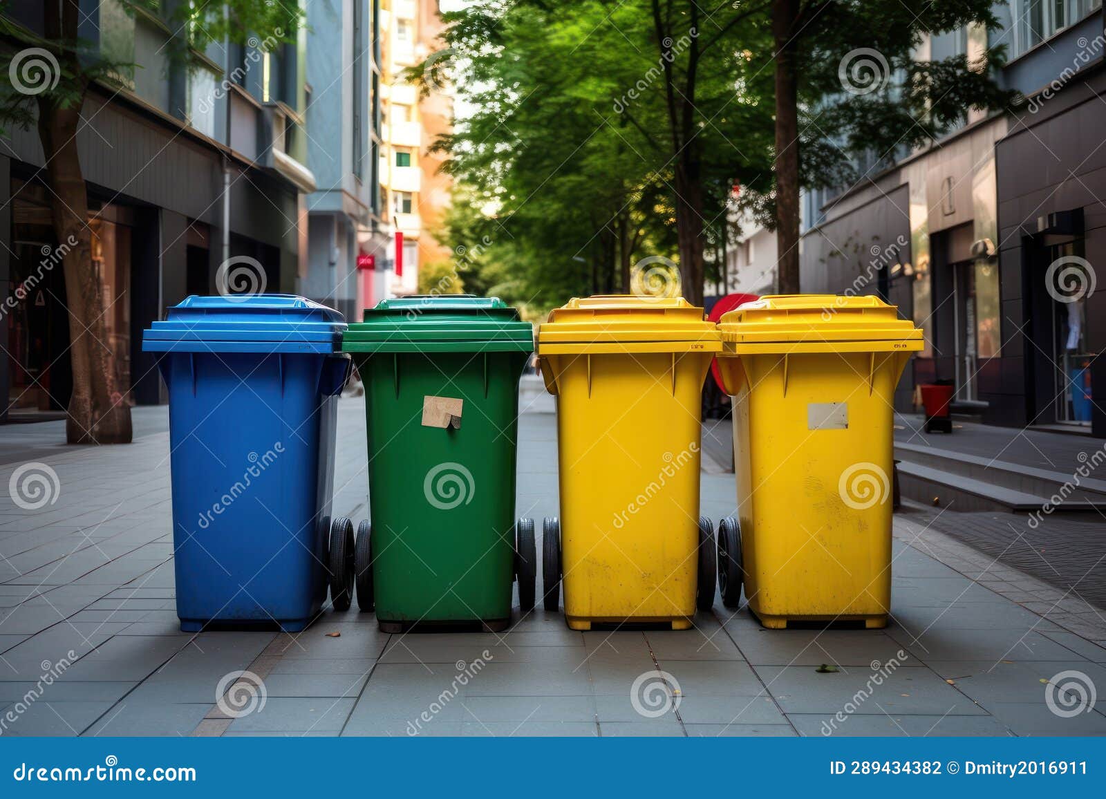 Selective Collection of Garbage Colored Containers Stock Photo - Image ...