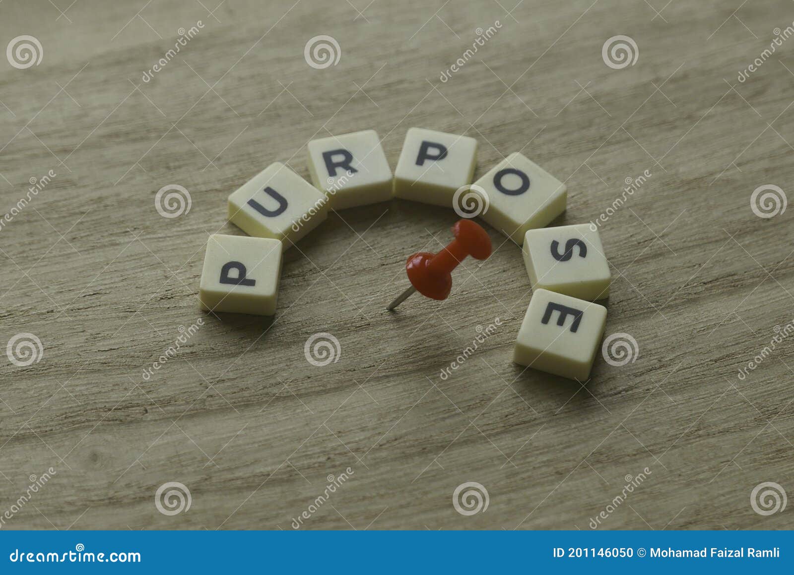 Selective Focus of Alphabet of Word Purpose with Red Push Pin on Wooden ...